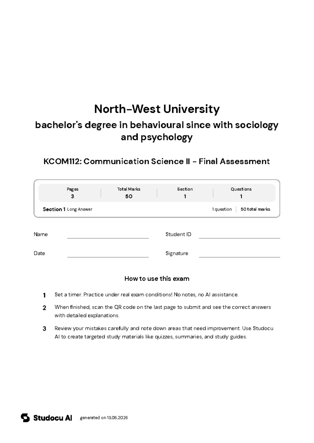 KCOM112: Communication Science II - Final Exam - Studocu