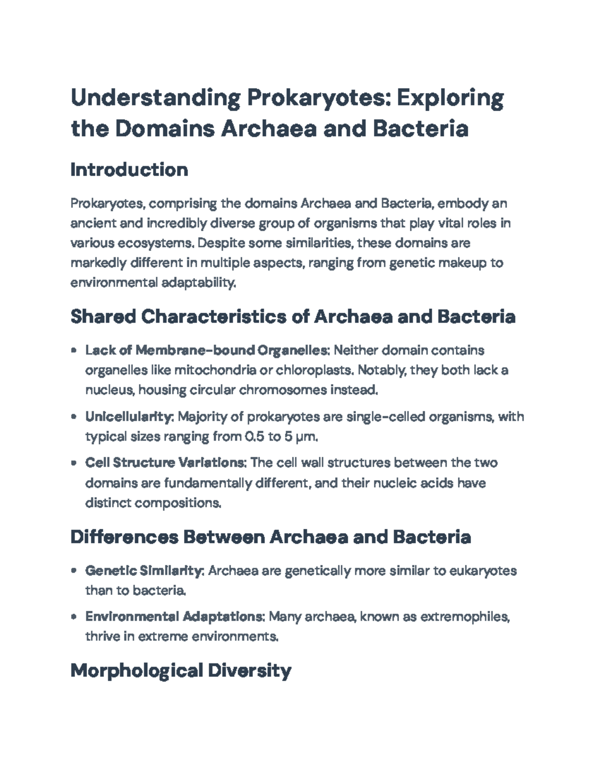 Understanding Prokaryotes: Key Features of Archaea & Bacteria - Studocu