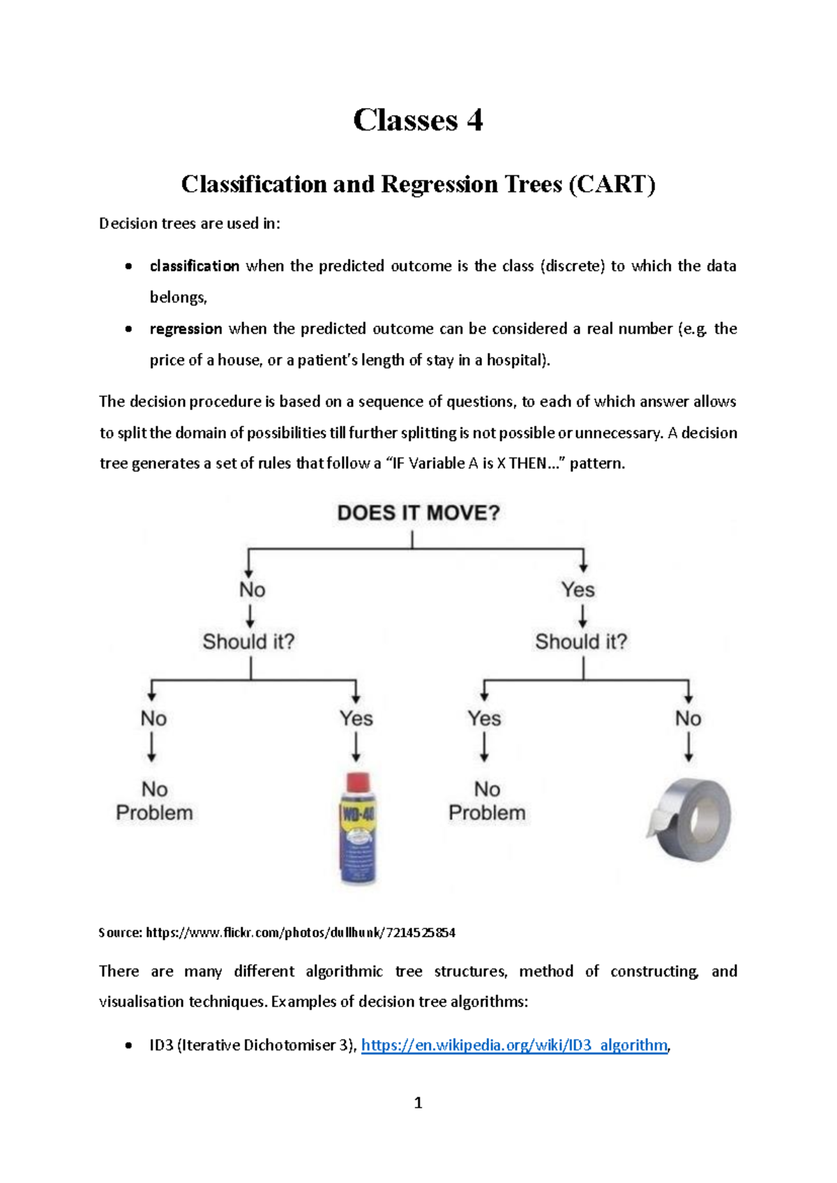 Classes 04: CART Decision Trees for Classification & Regression Analysis - Studocu