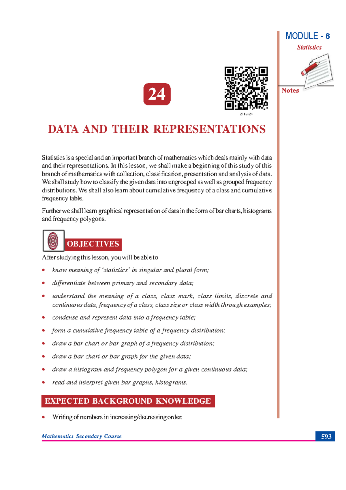 MODULE 6: Data and Their Representations in Statistics 24 Notes - Studocu