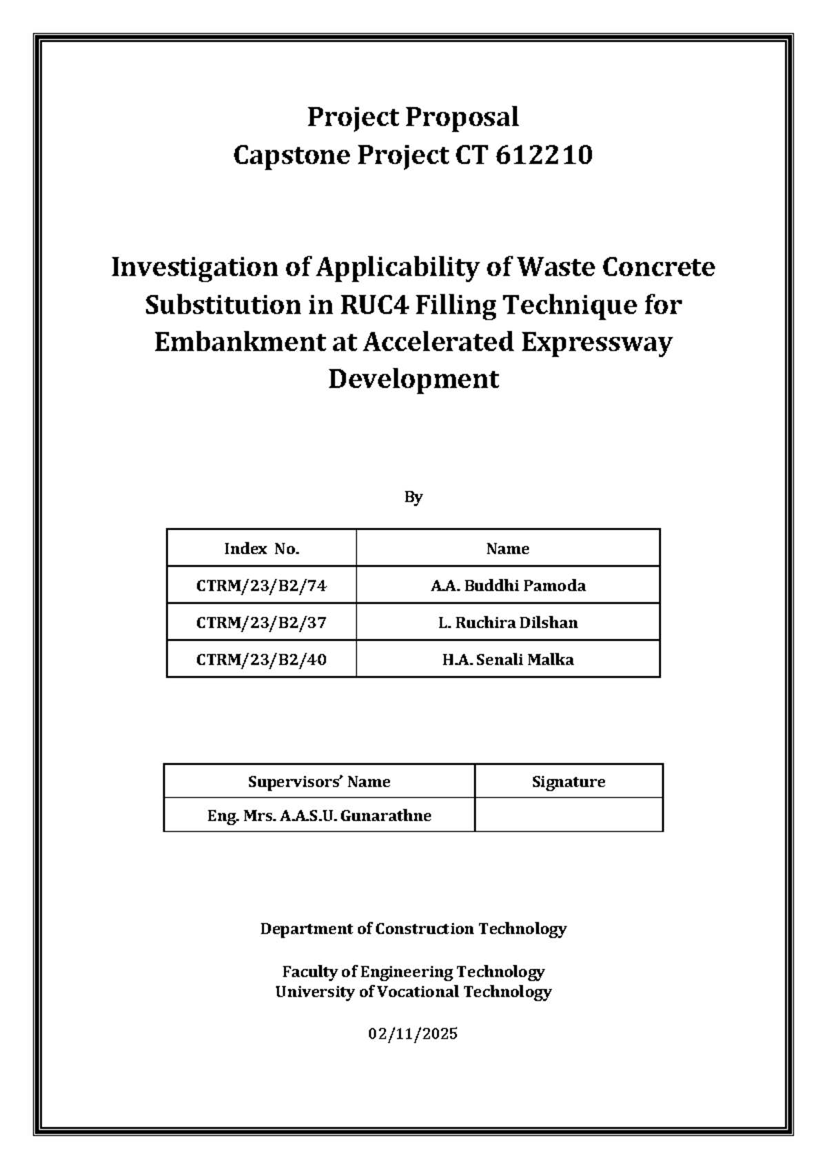 Final Year Research Project Proposal CT 612210: Waste Concrete in RUC4 ...