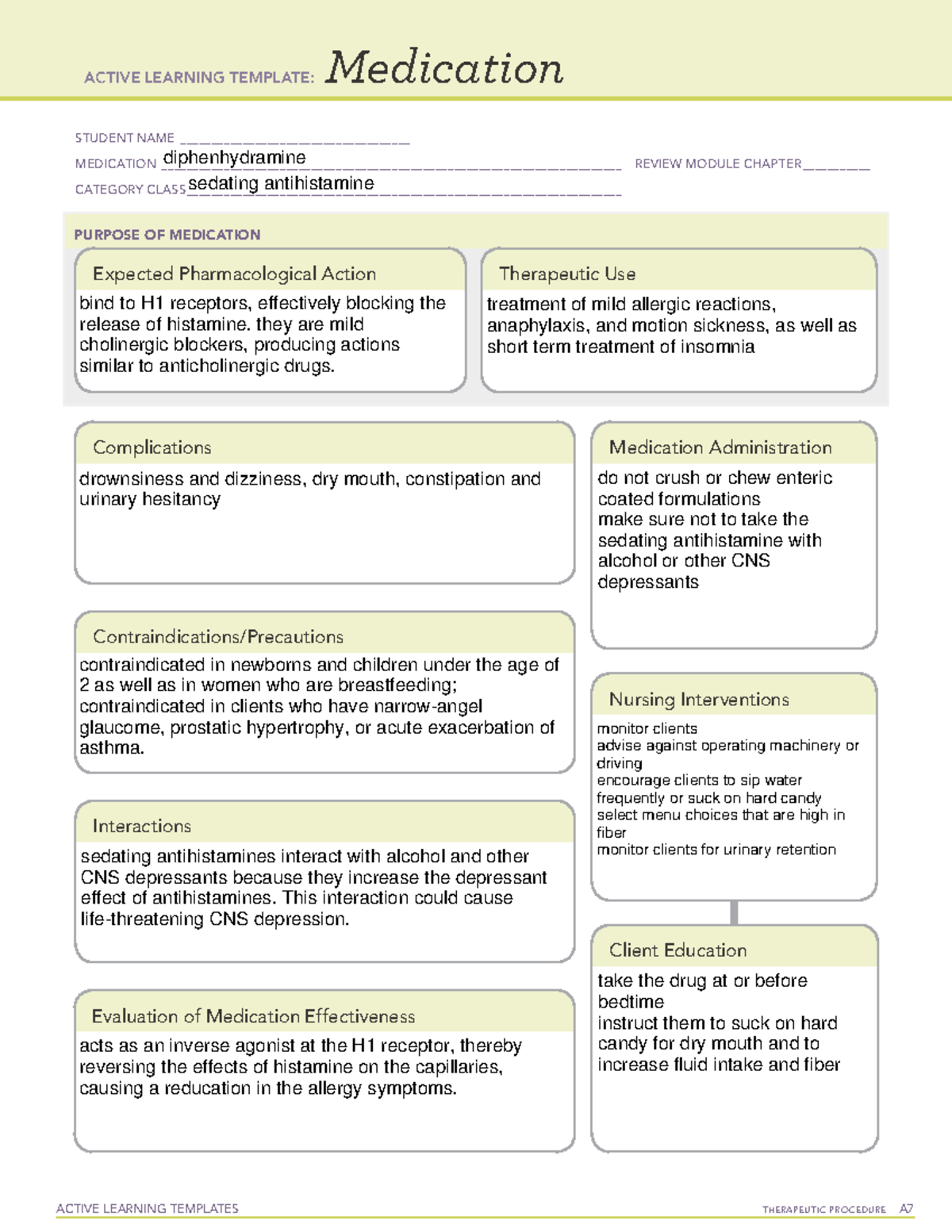Active Learning Template medication stu - ACTIVE LEARNING TEMPLATES ...