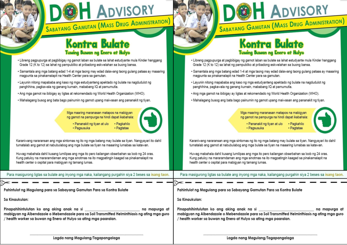 Deworming Consent Form for K to 12 Students (Jan & Jul) - Studocu