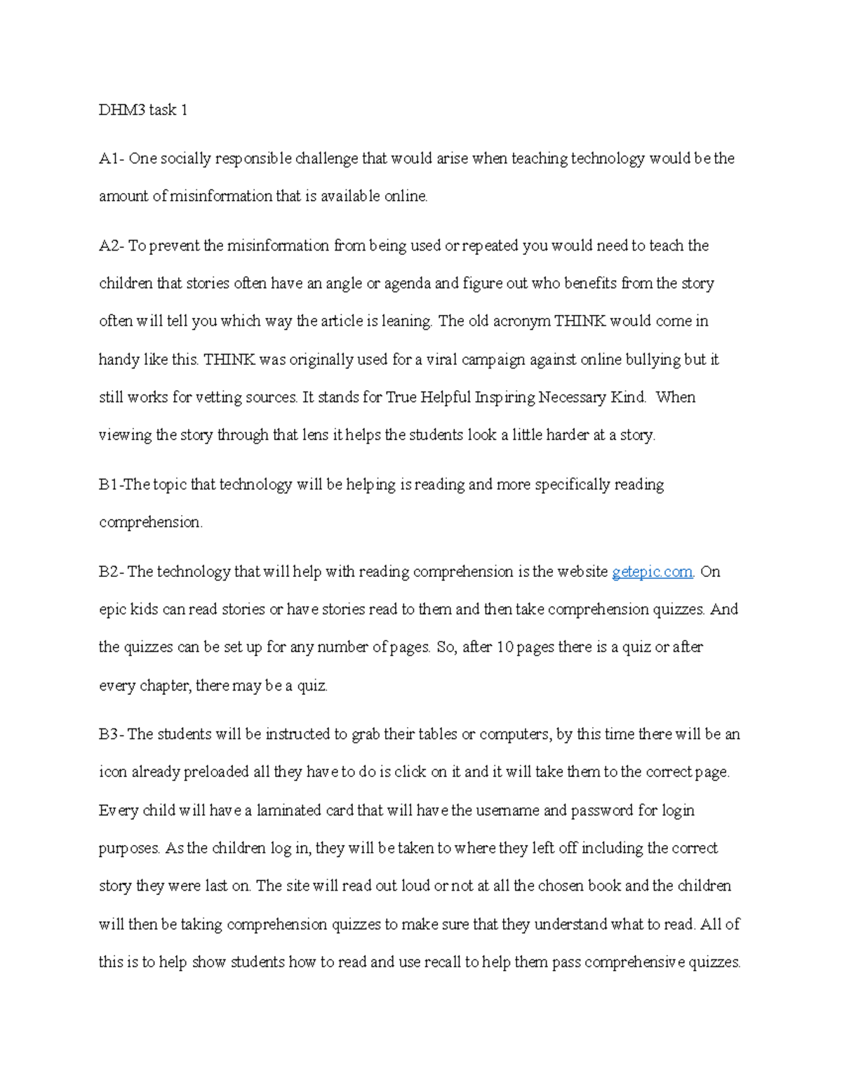 DHM3 Task 1: Teaching Technology for Improved Reading Comprehension ...