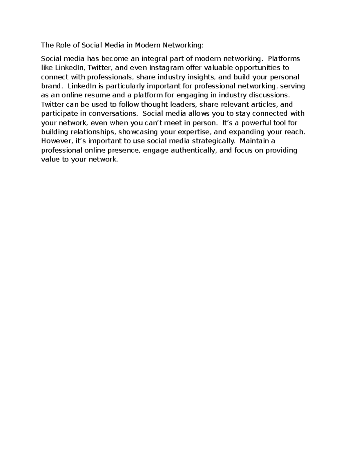 The Role of Social Media in Modern Networking - Platforms like LinkedIn ...