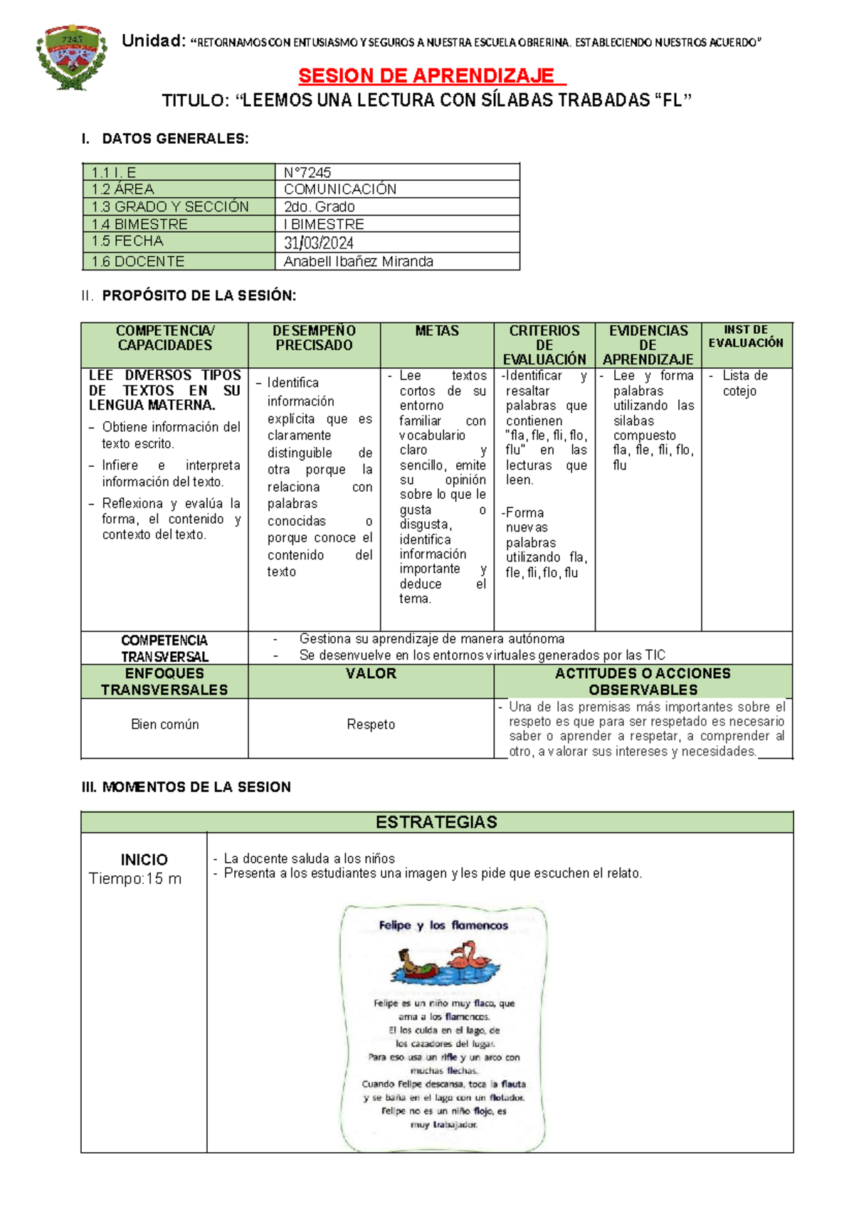 Unidad: Lectura con Sílabas Trabadas - 2do Grado I BIMESTRE - Studocu