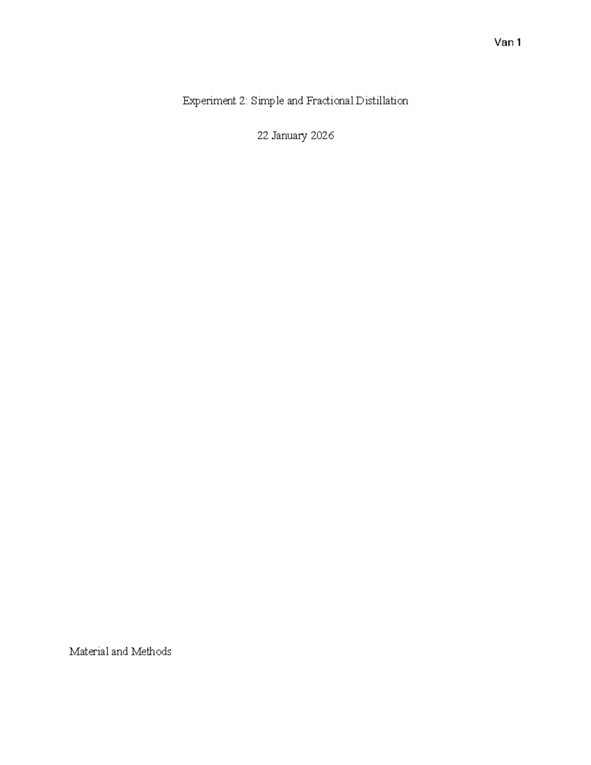 Experiment 2: Simple & Fractional Distillation Lab Report (Chem 1 ...
