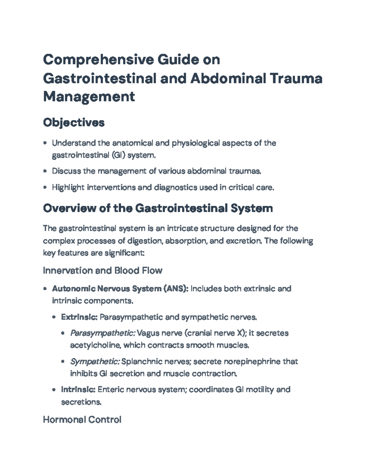 Gastrointestinal and Abdominal Trauma Management: A Critical Care Guide ...