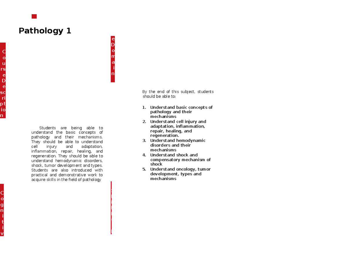Pathology 1 Course Overview: Key Concepts and Practical Skills - Studocu