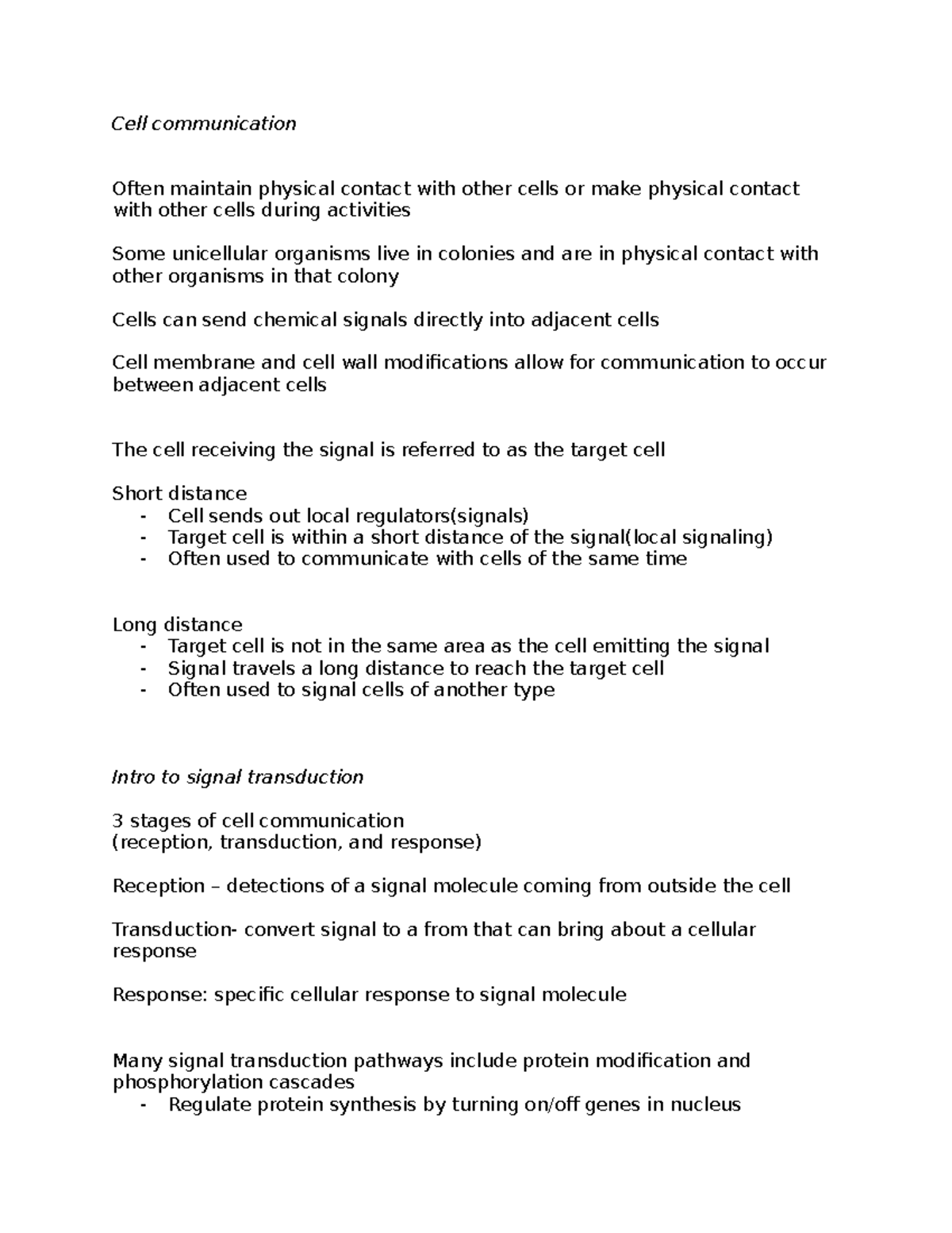 Cell Communication - POGIL Overview and Mechanisms - Studocu