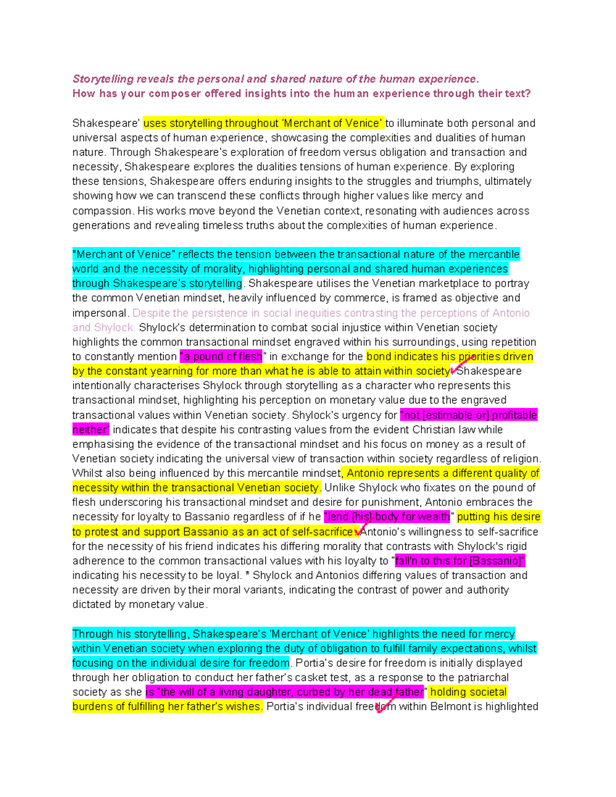 ENG101 Essay: Insights into Human Experience through Shakespeare's ...