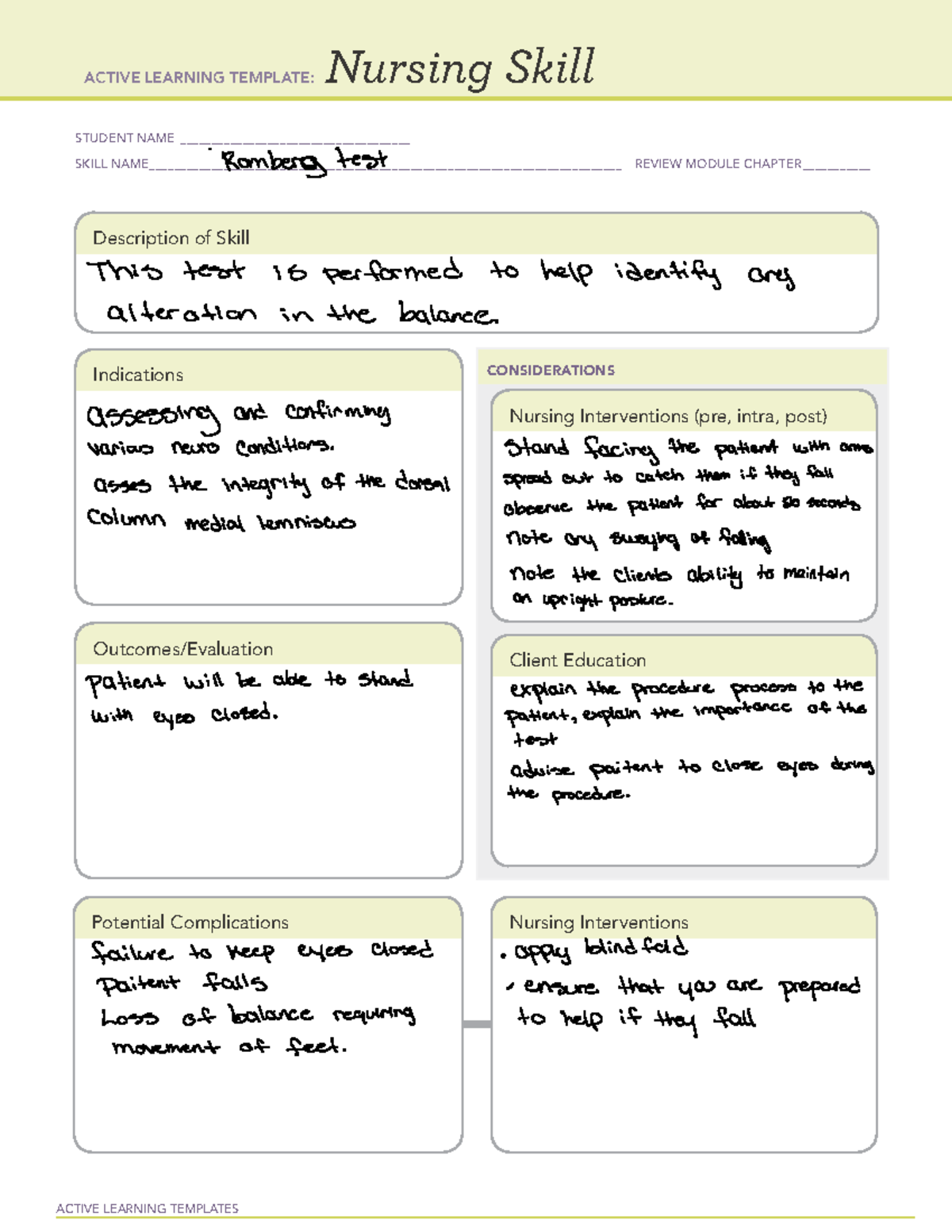 Nursing Skill Active Learning Template: Chapter 9 Review - Studocu