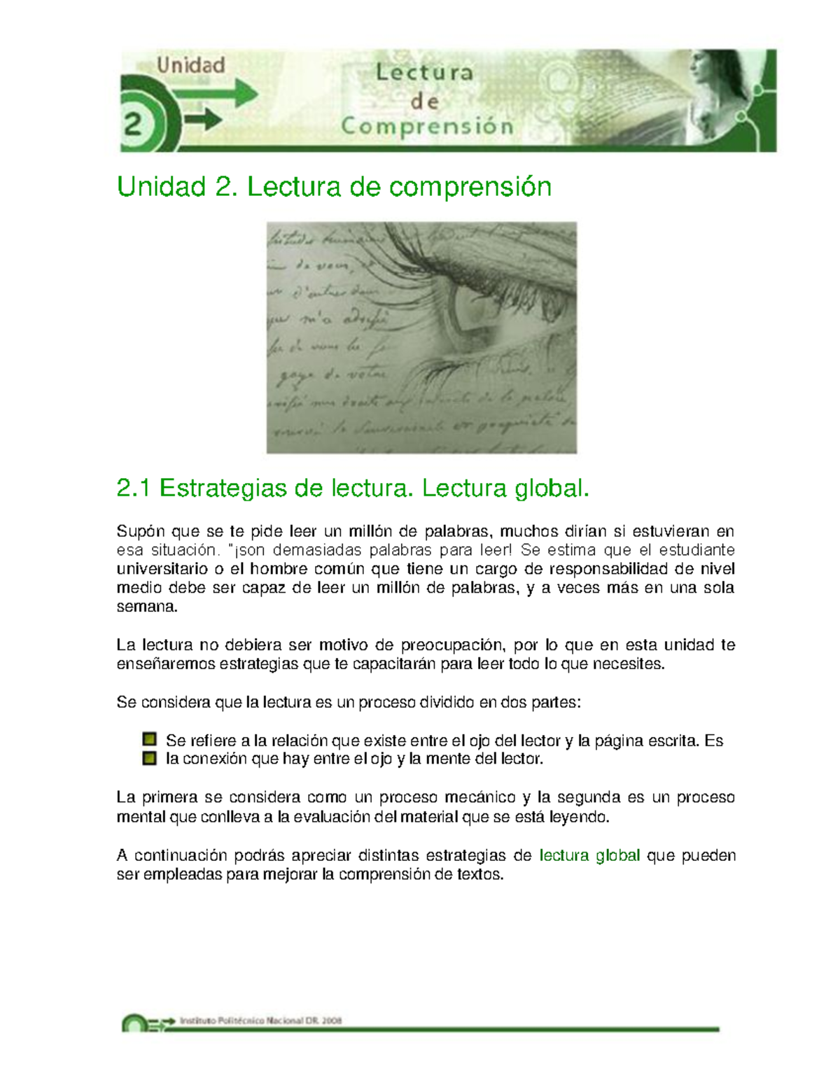 COE U2 Actividad 1 Estrategias de lectura SC - Unidad 2. Lectura de ...