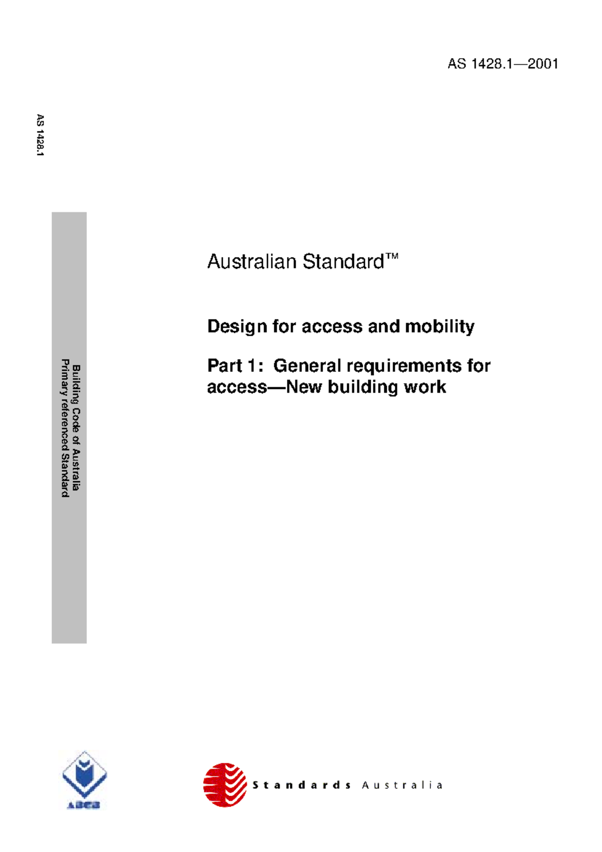 AS 1428.1-2001 (old edition) - Australian Standard ™ Design for access ...