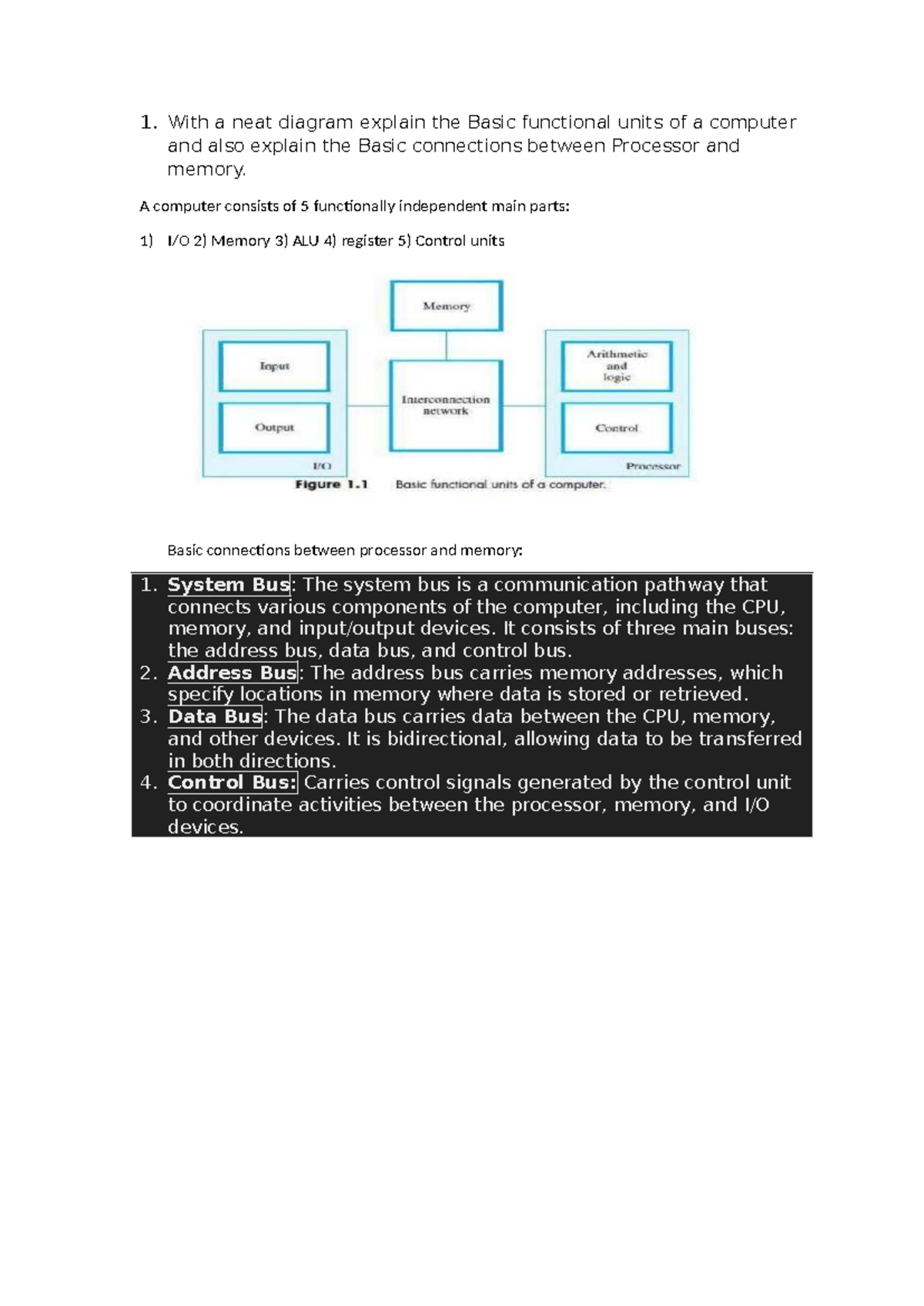 Basic Functional Units of a Computer & Processor-Memory Connections ...