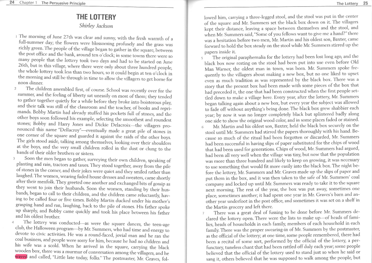 Chapter 1: The Lottery - Reading Practice Notes (ENG 101) - Studocu