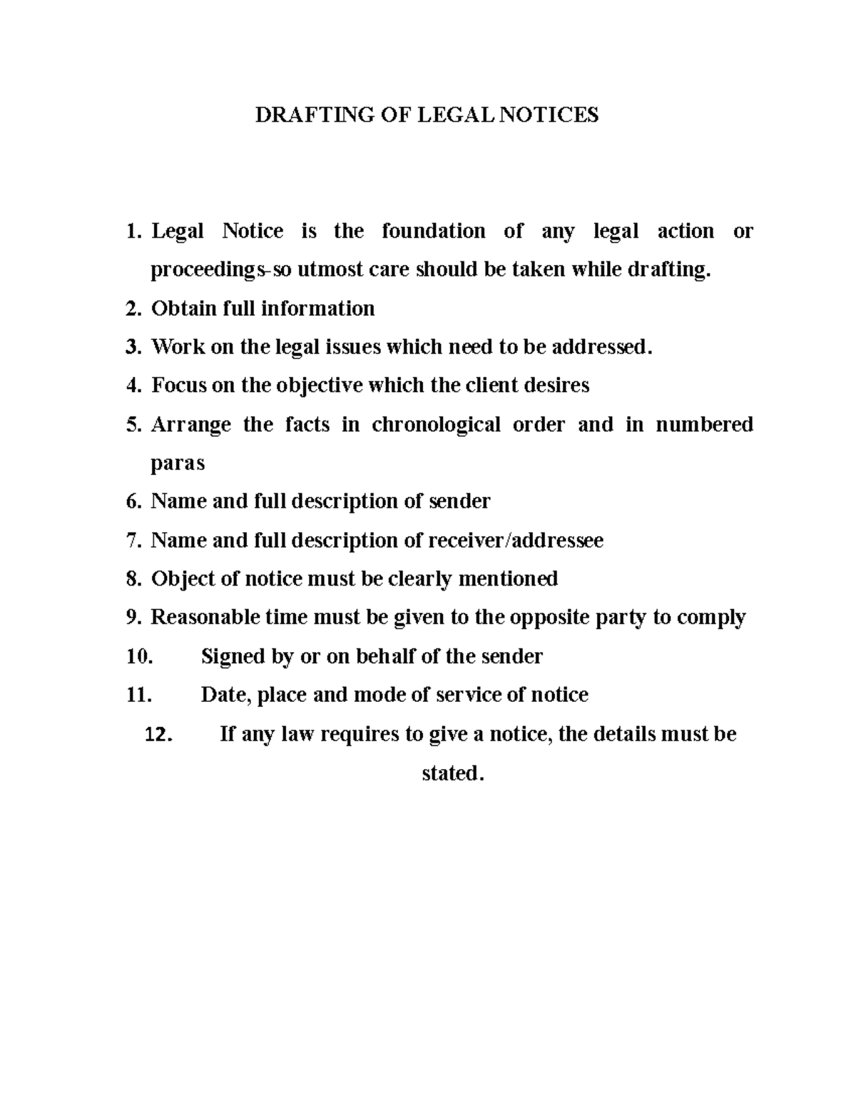 Legal Notice Drafting Guidelines for Proceedings - Studocu