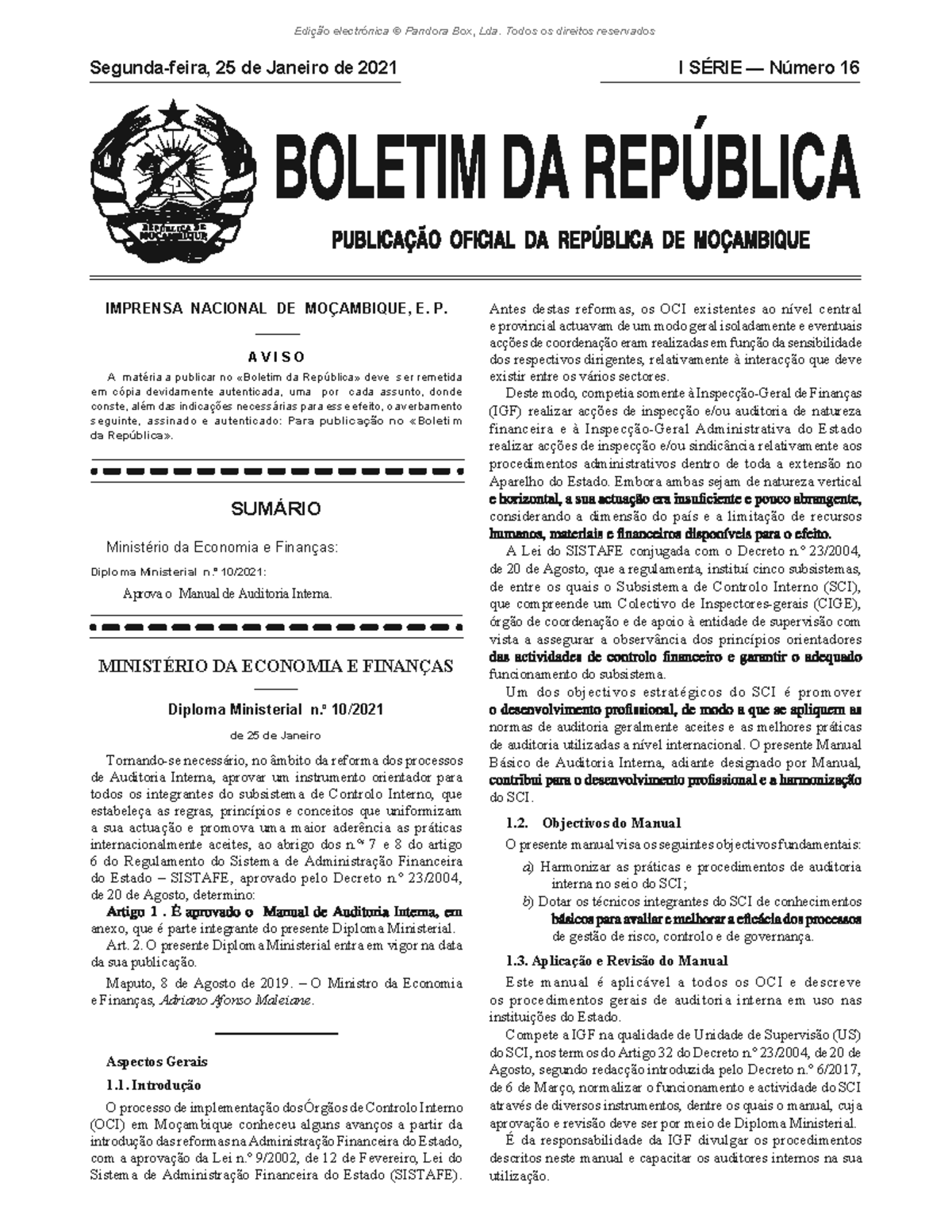 Manual de Auditoria Interna - SISTAFE e Controlo Interno - Studocu