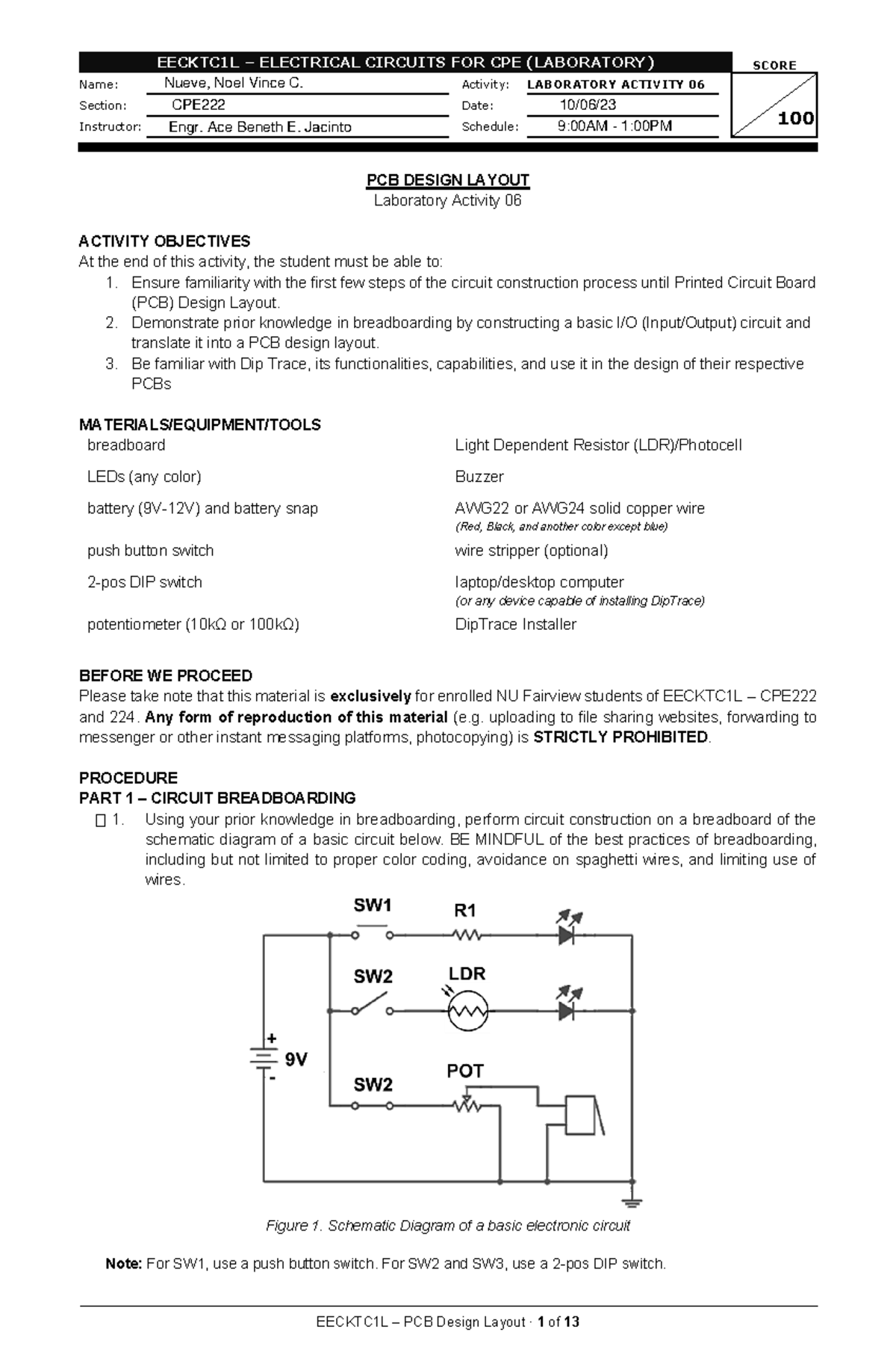 EECKTC1L - Lab Activity 06: PCB Design Layout Guide - Studocu