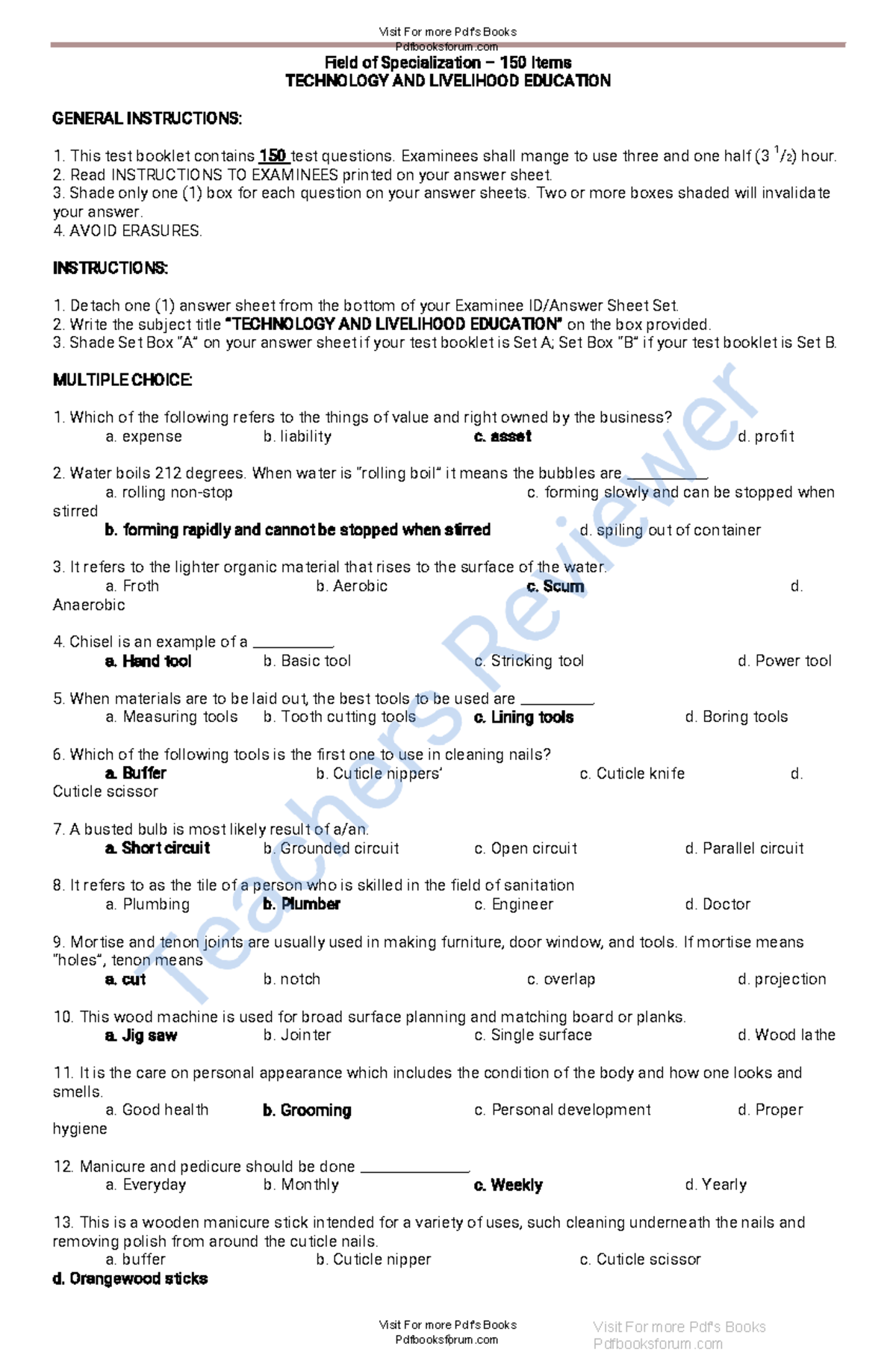 TLE Reviewer: 150 Items with Answers for Technology and Livelihood Edu ...