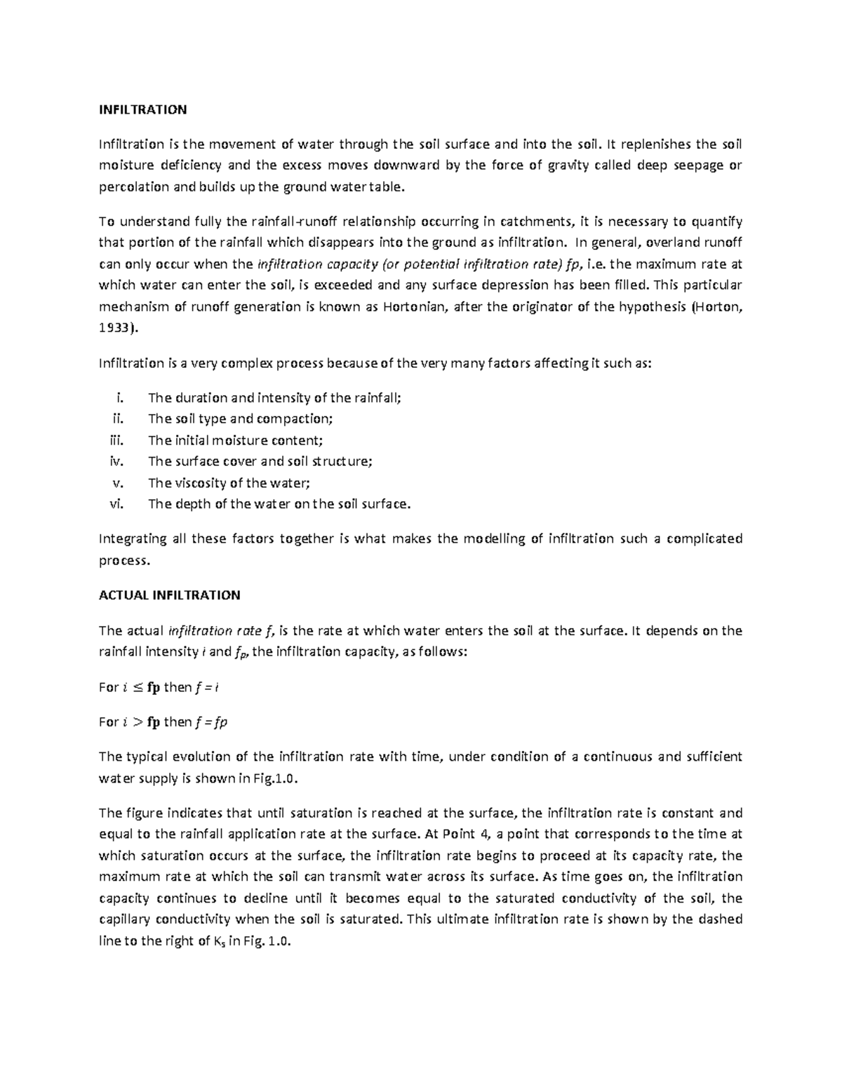 Infiltration - Lecture Notes 3: Understanding Soil Water Movement - Studocu