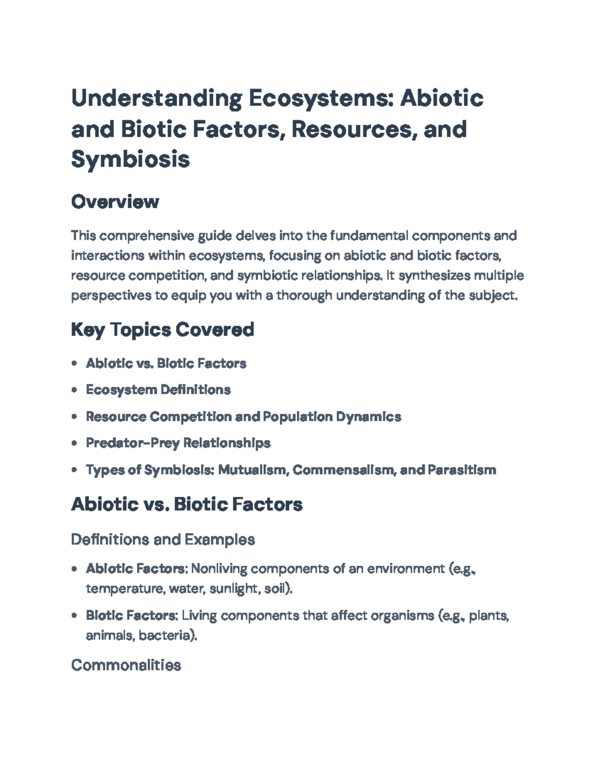 Understanding Ecosystems: Abiotic/Biotic Factors & Symbiosis (ENV101 ...