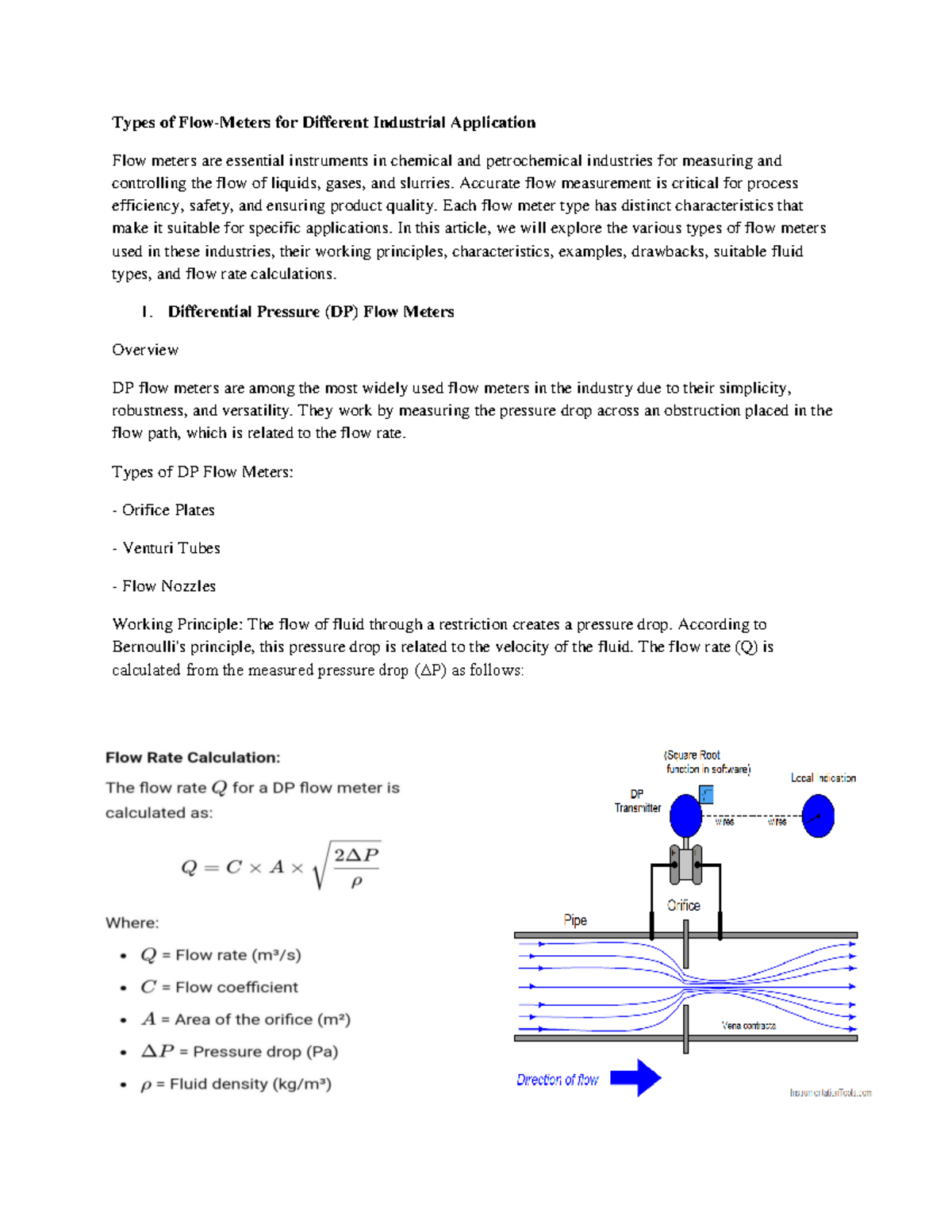 821542913 Types of Flow Meters for Industrial Applications - Studocu