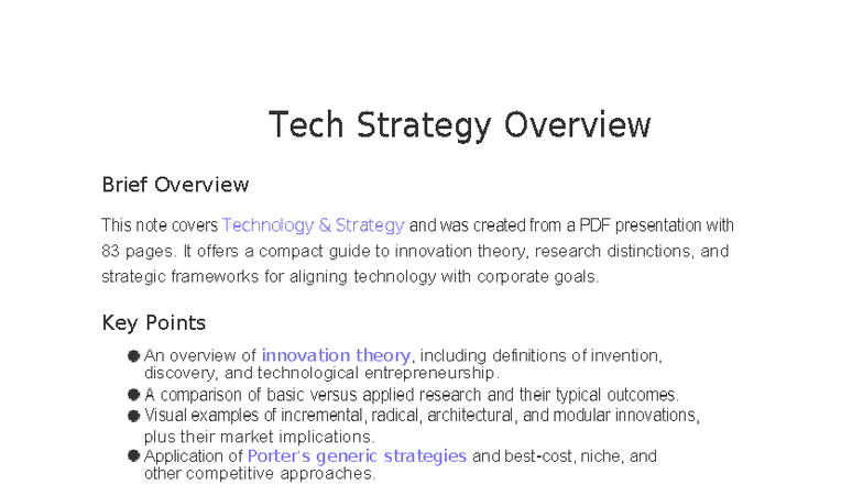 Study Unit 3 - Tech Strategy Overview for SST301 - Studocu