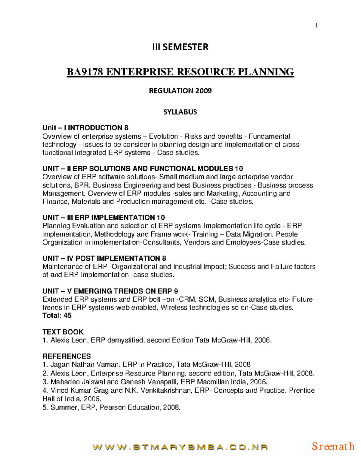 BA9178 ERP Lecture Notes - Comprehensive Overview of Enterprise ...