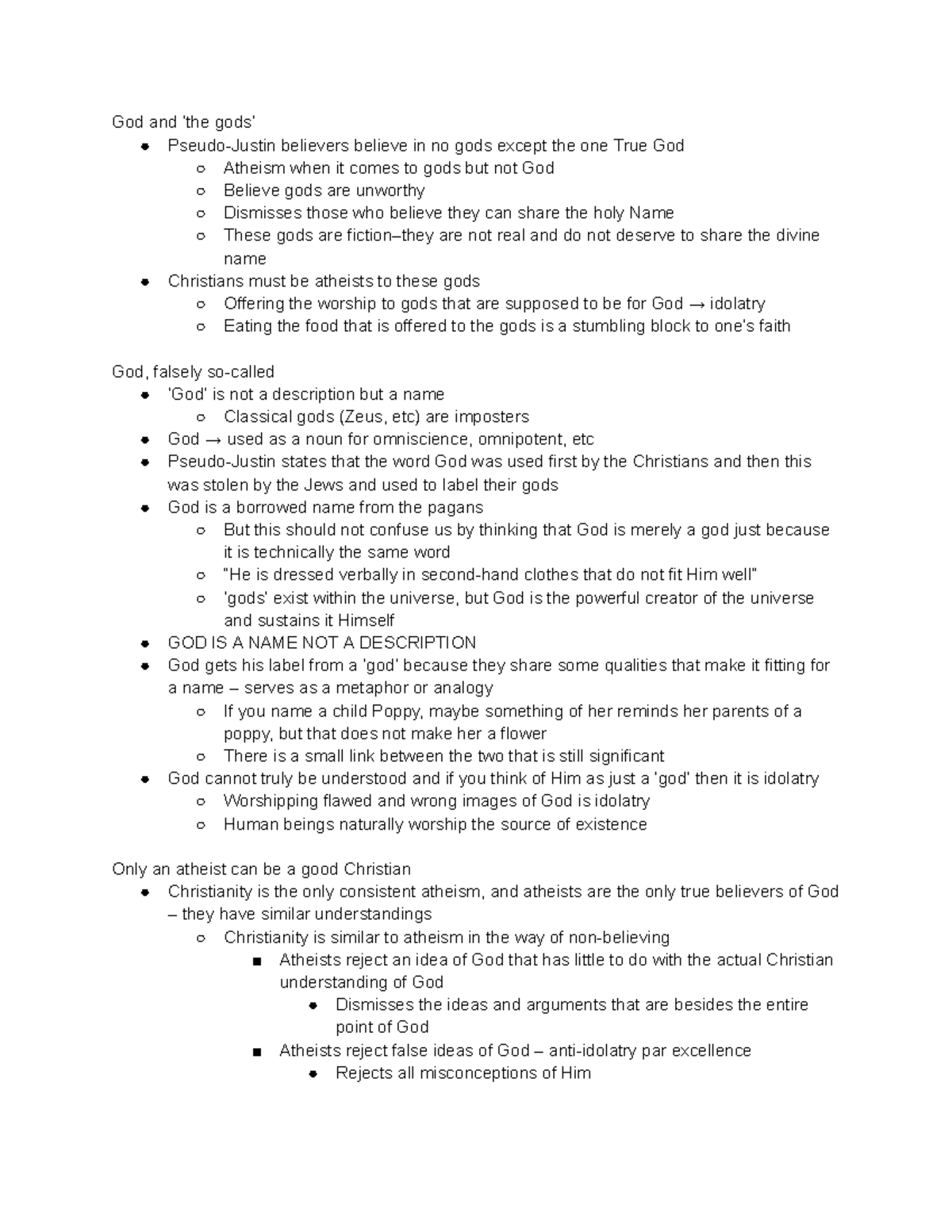 Theo11 Readings Notes - Reading 3: The Atheism of Christianity - Studocu