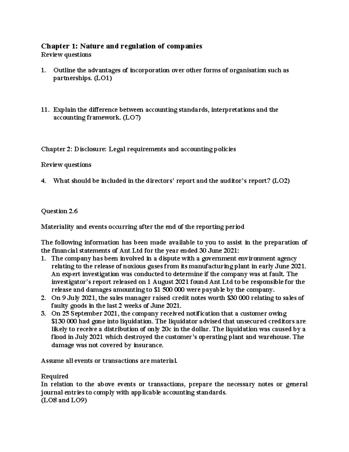 Tutorial question 1 - HHHH - Chapter 1: Nature and regulation of ...