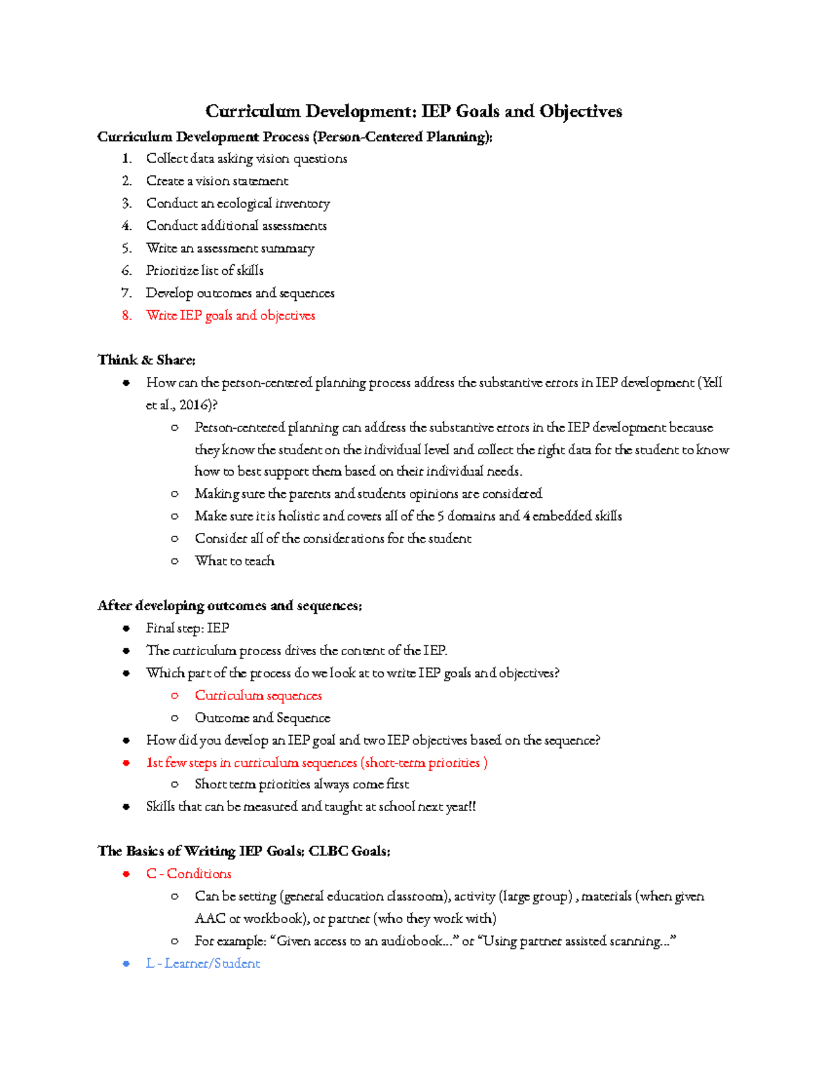 IEP Goals & Curriculum Development: A Student-Centered Approach Guide ...