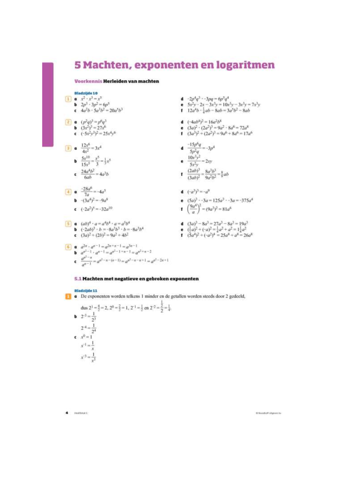 Uitwerkingen Hoofdstuk 5: Machten, Exponenten en Logaritmen - Studeersnel