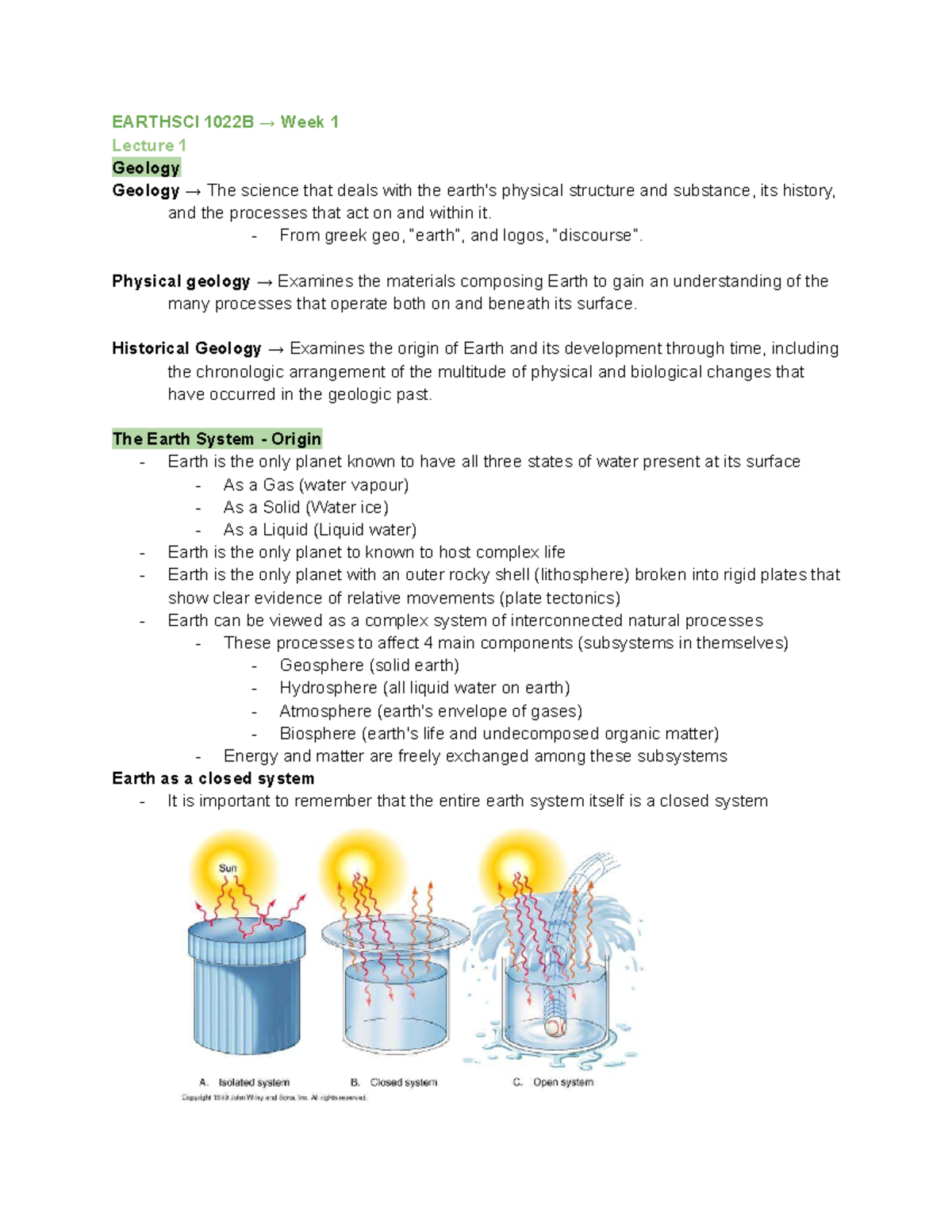 EARTHSCI 1022B Week 1 Lecture 1: Introduction to Geology - Studocu