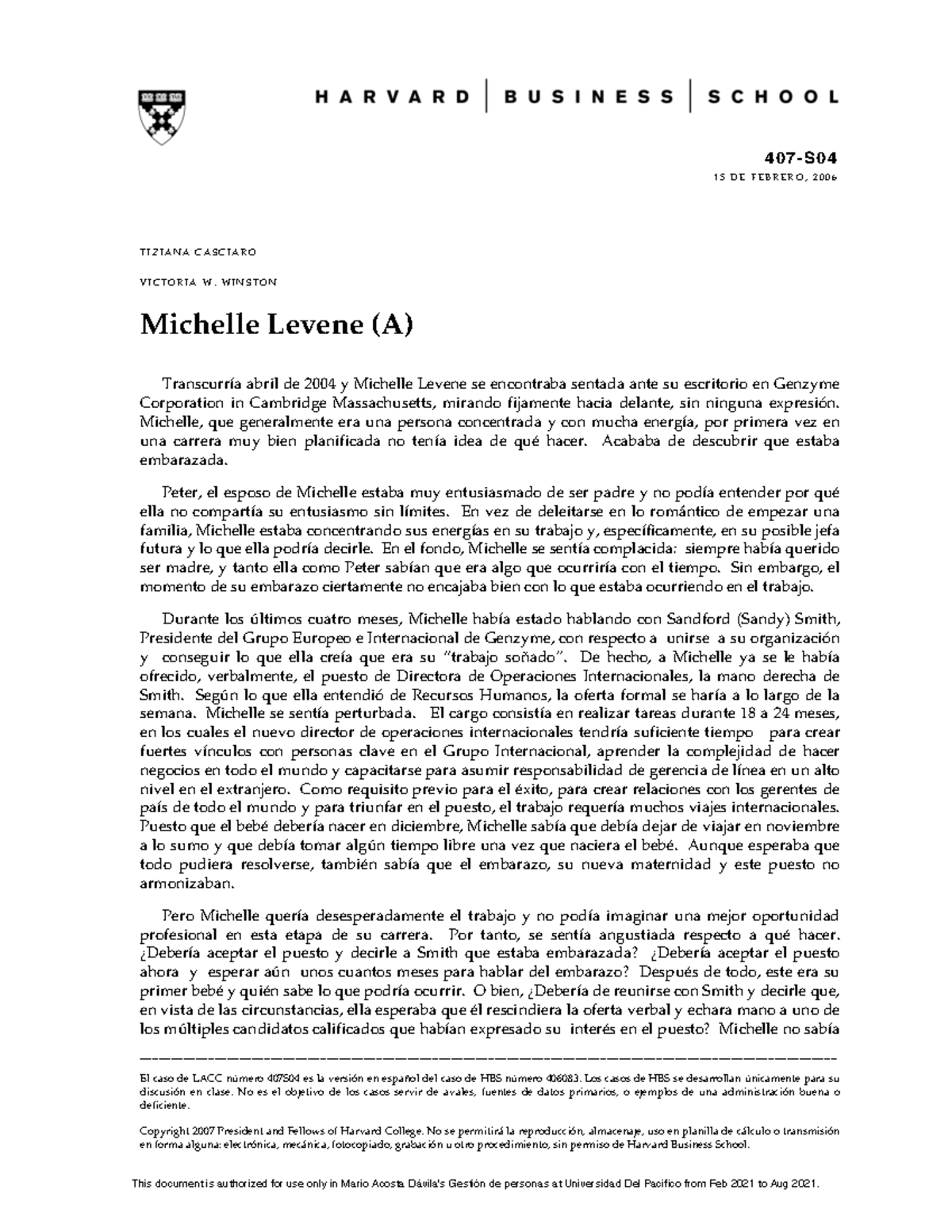 Caso 4 Michelle Levene - kjhadskjabsdn sakmd kjhadskjabsdn ...
