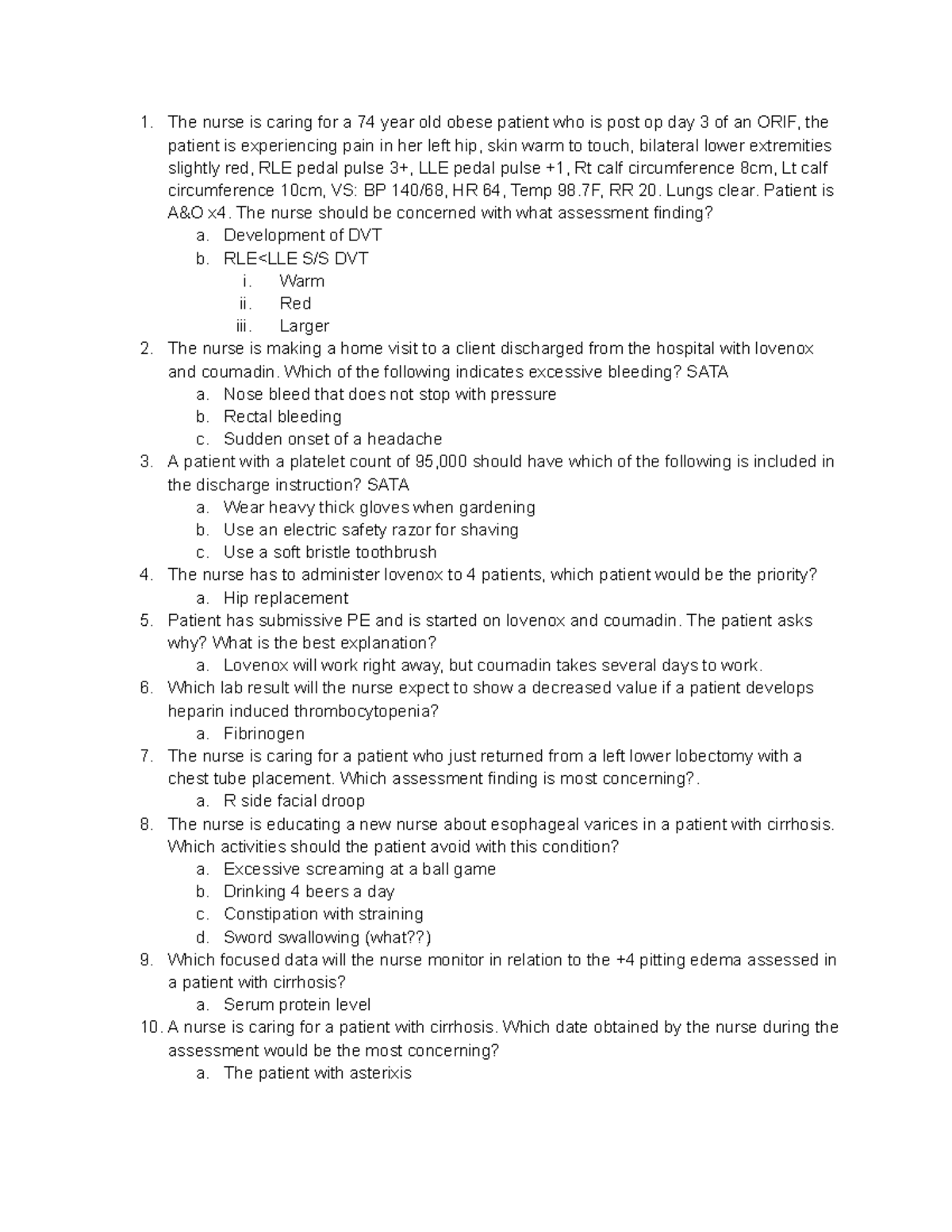 245 Exam 2 - Nursing Care for Post-Op Patients and Complications - Studocu