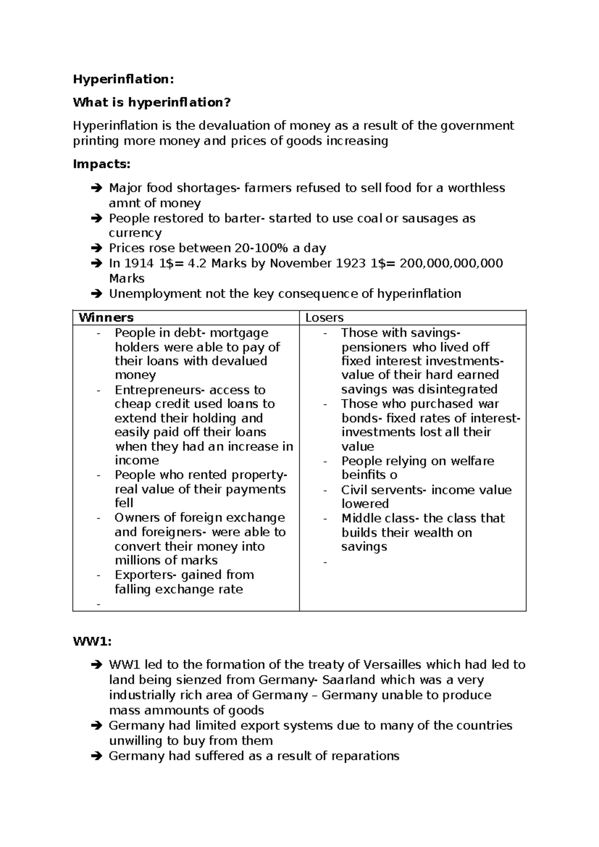 Hyperinflation in Germany: AQA A Level History Insights - Studocu