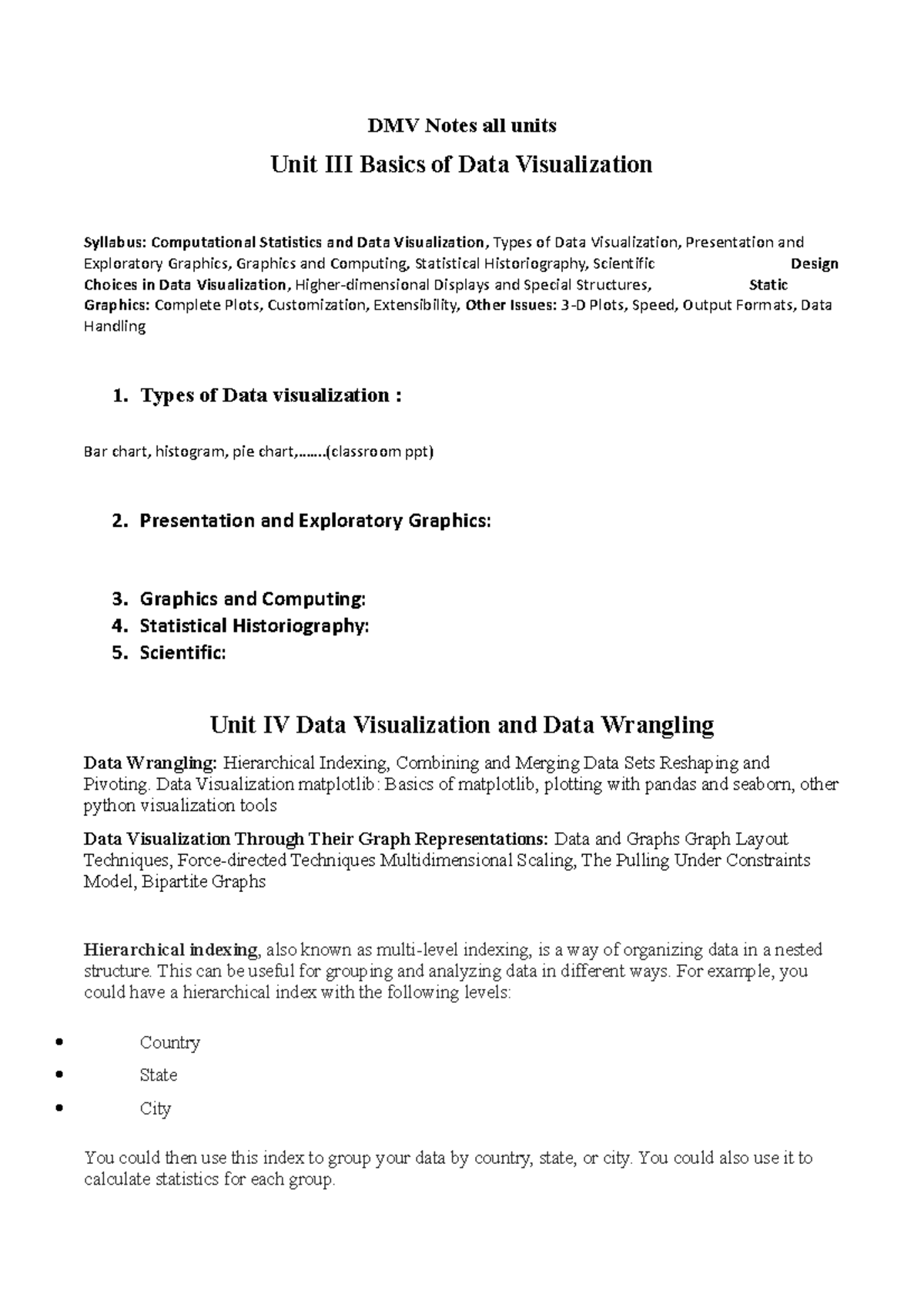 DMV Notes: Comprehensive Overview of Data Visualization Concepts - Studocu