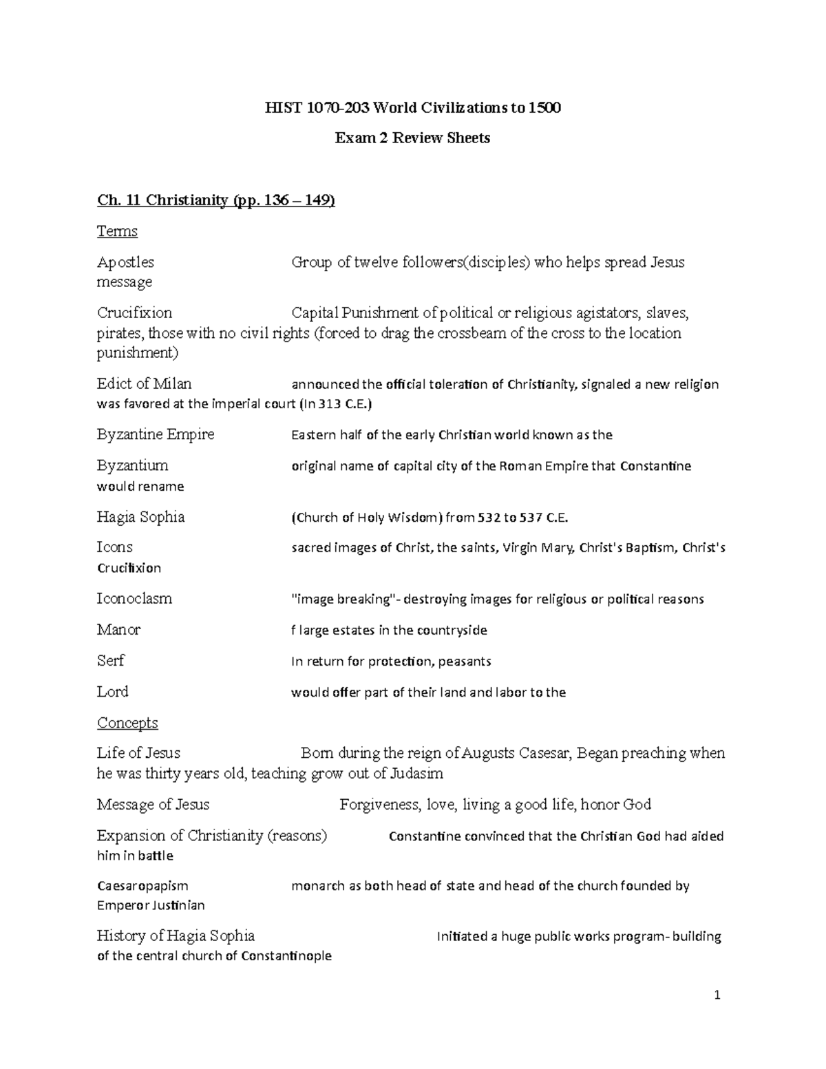 HIST 1070-203 World Civilizations to 1500 Exam 2 Study Guide - Studocu