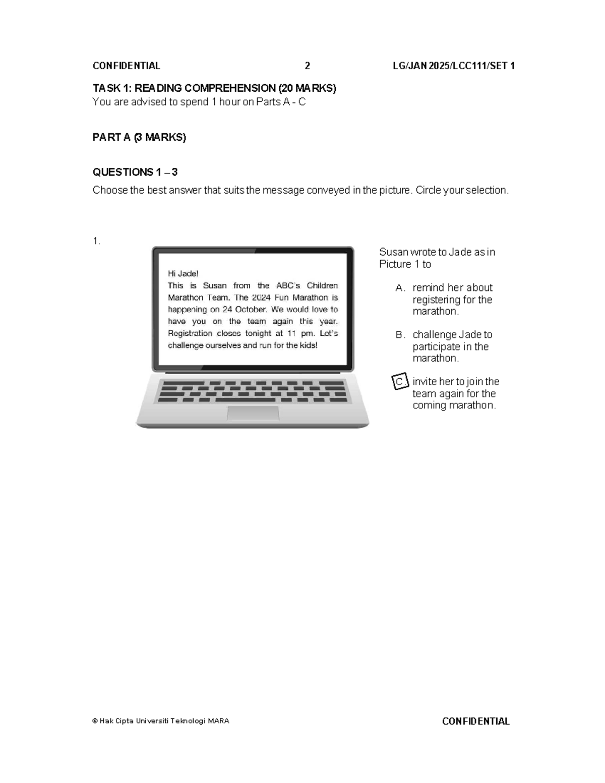 LCC Mock Test Assessment: Reading Comprehension & Short Story - Studocu