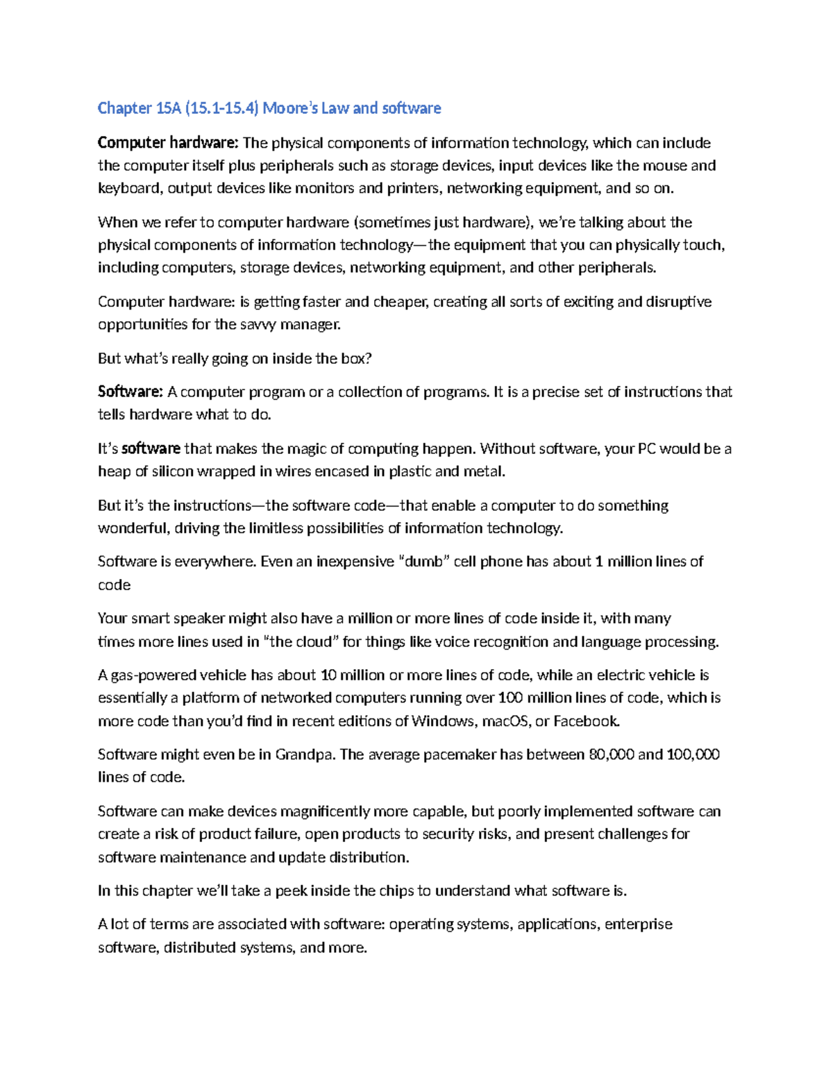 Chapter 15A: Exploring Hardware and Software Fundamentals in IT - Studocu