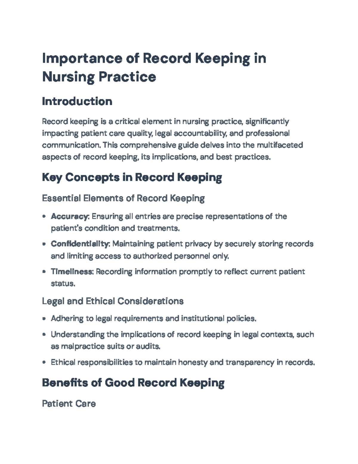 Importance of Record Keeping in Nursing Practice: Best Practices Guide ...