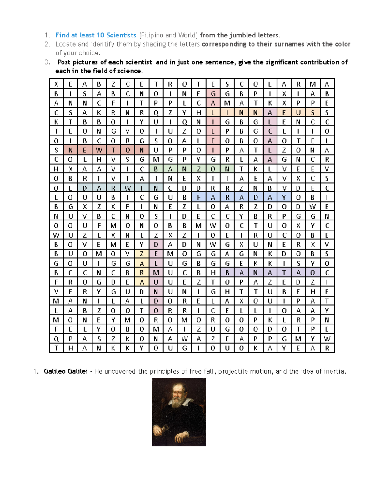 CONS21 M2 Pre-Task - sts - 1. Find at least 10 Scientists (Filipino and World) from the jumbled ...