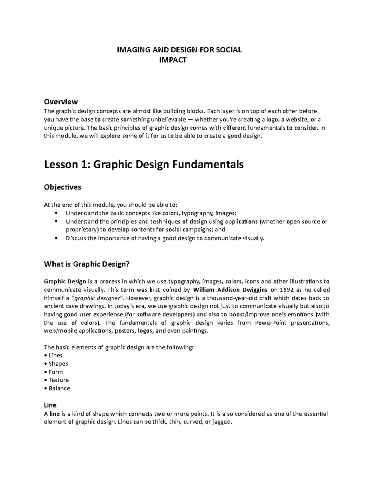 Imaging & Design for Social Impact: Graphic Design Basics - Studocu