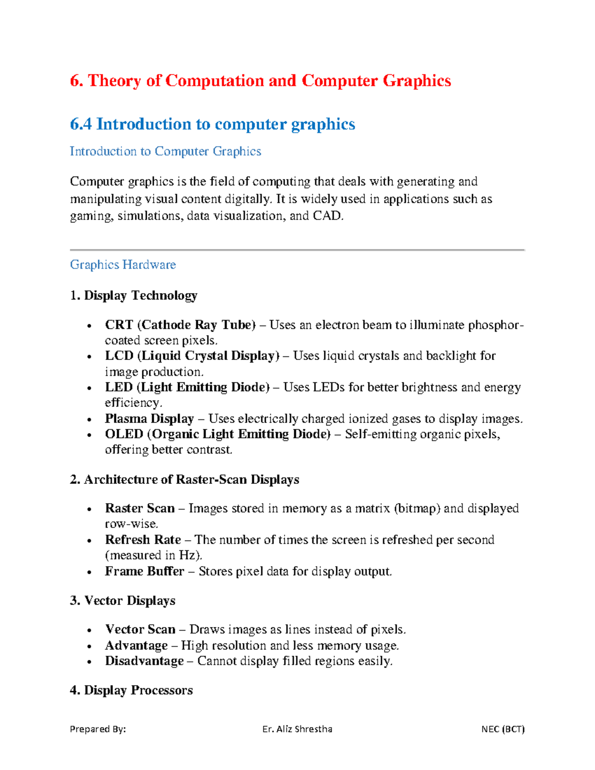 Chapter 6: Theory of Computation & Computer Graphics Overview - Studocu