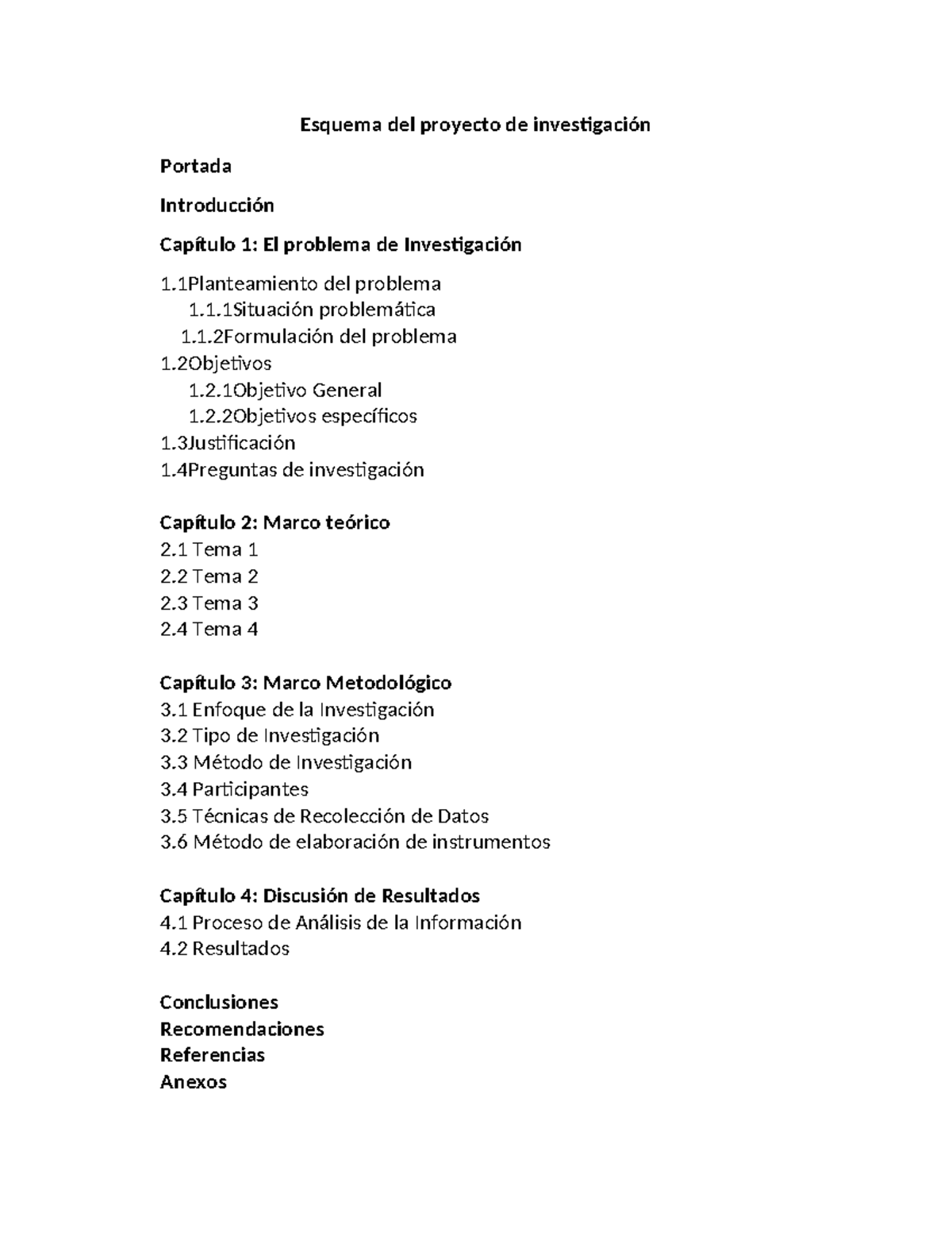 Esquema del proyecto de investigación cualitativo - Esquema del proyecto de investigación ...