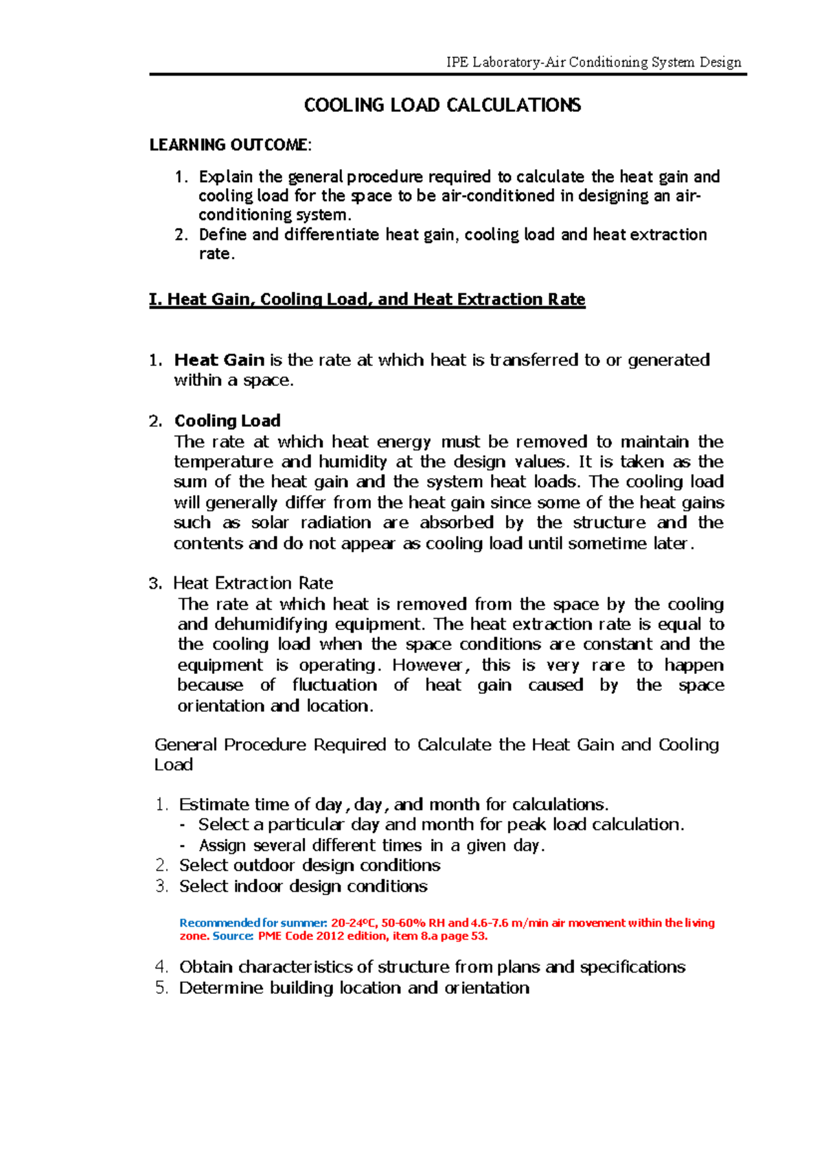 Cooling Load Calculations for HVAC Design - Course Code HVAC101 - Studocu