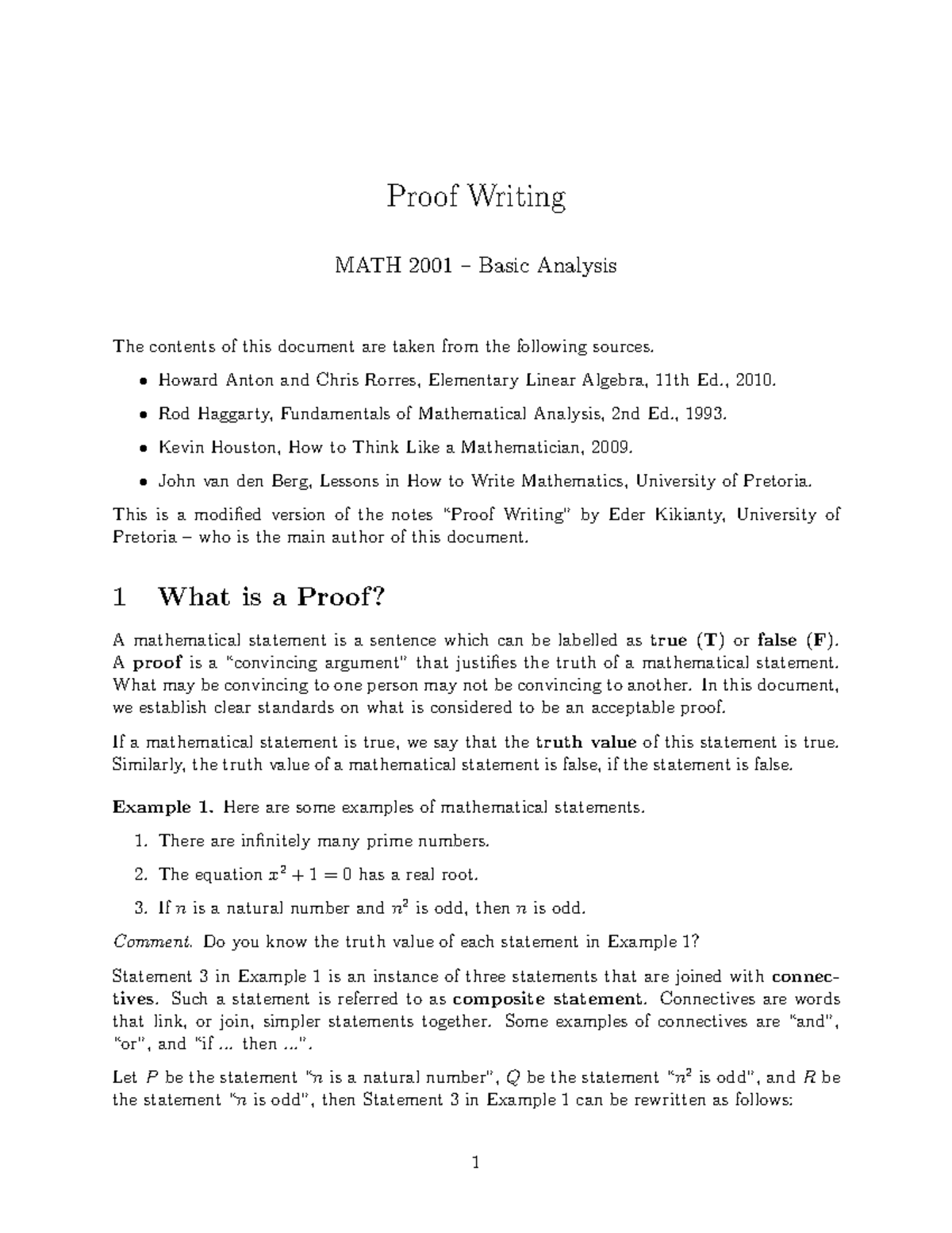 Proof Writing Guide for MATH 2001: Basic Analysis - Studocu