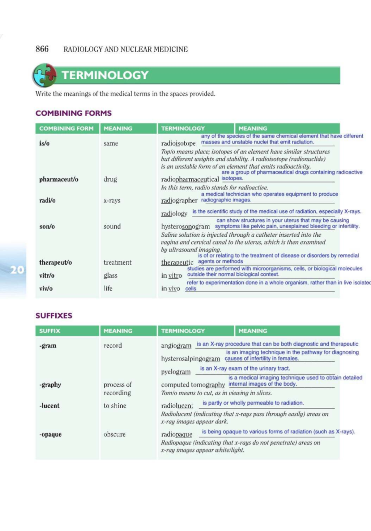 RAD 866 Radiology & Nuclear Medicine: Medical Terms Explained - Studocu