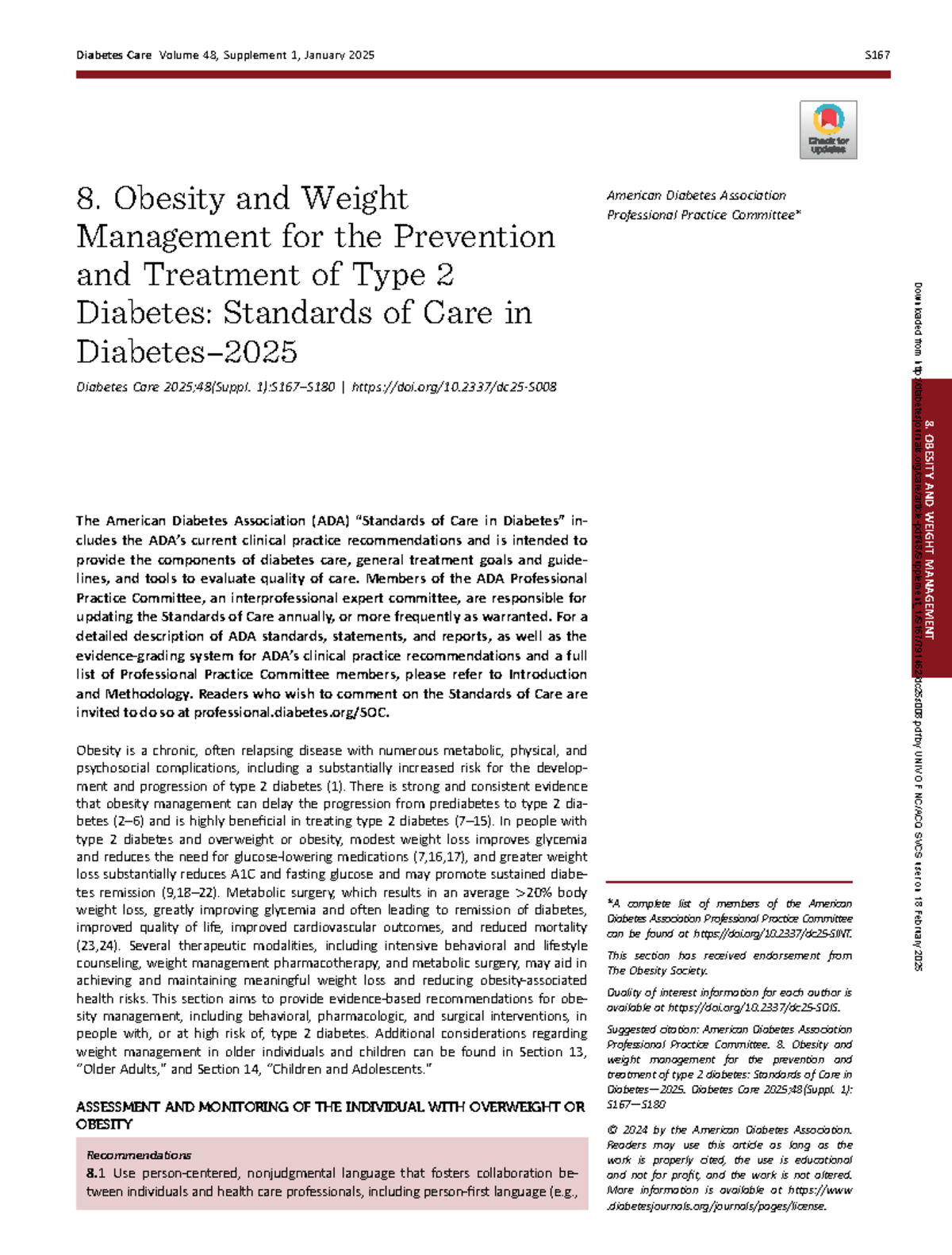 Obesity & Weight Management in Type 2 Diabetes: ADA Standards 2025 ...